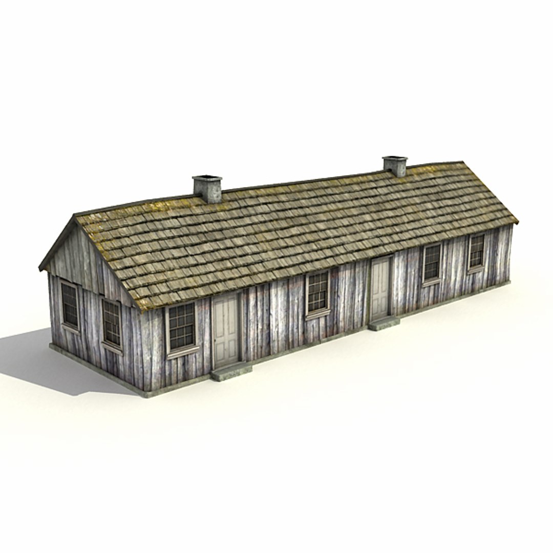 3ds Low-poly Big Barracks