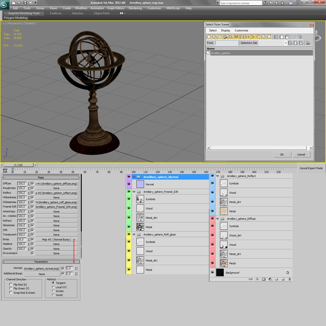 3d armillary sphere model