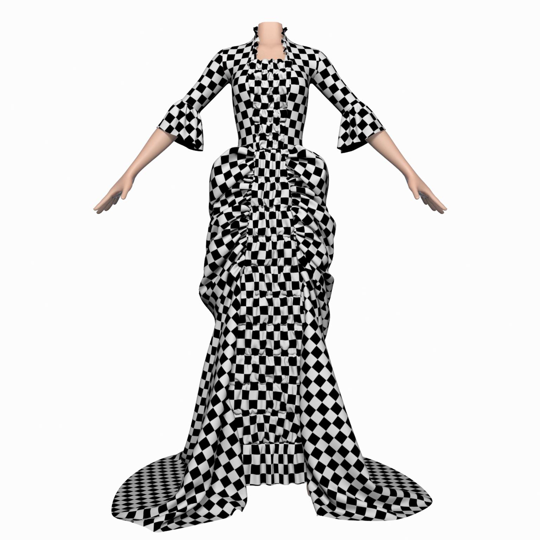 dress empire style female 3d model