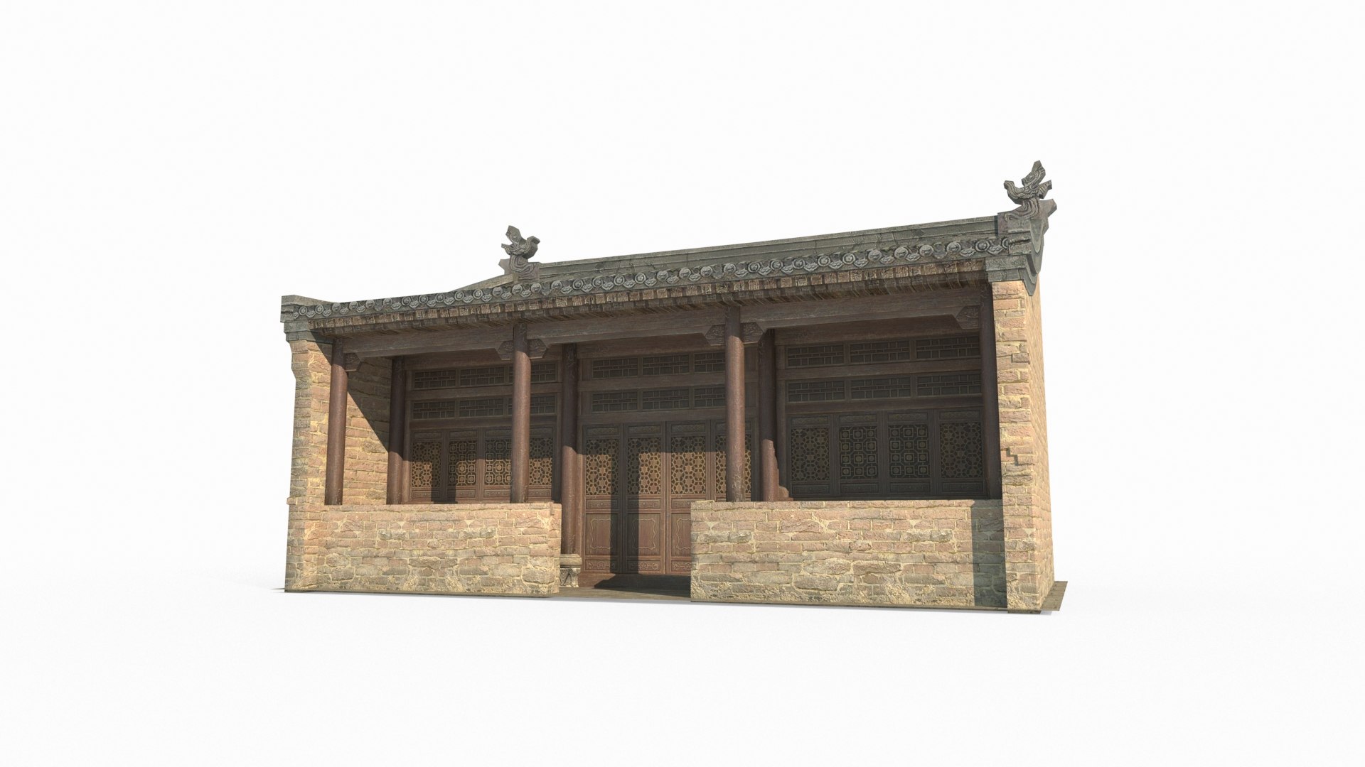 3D Ancient Asian Architecture Red Brick Houses - TurboSquid 2112763