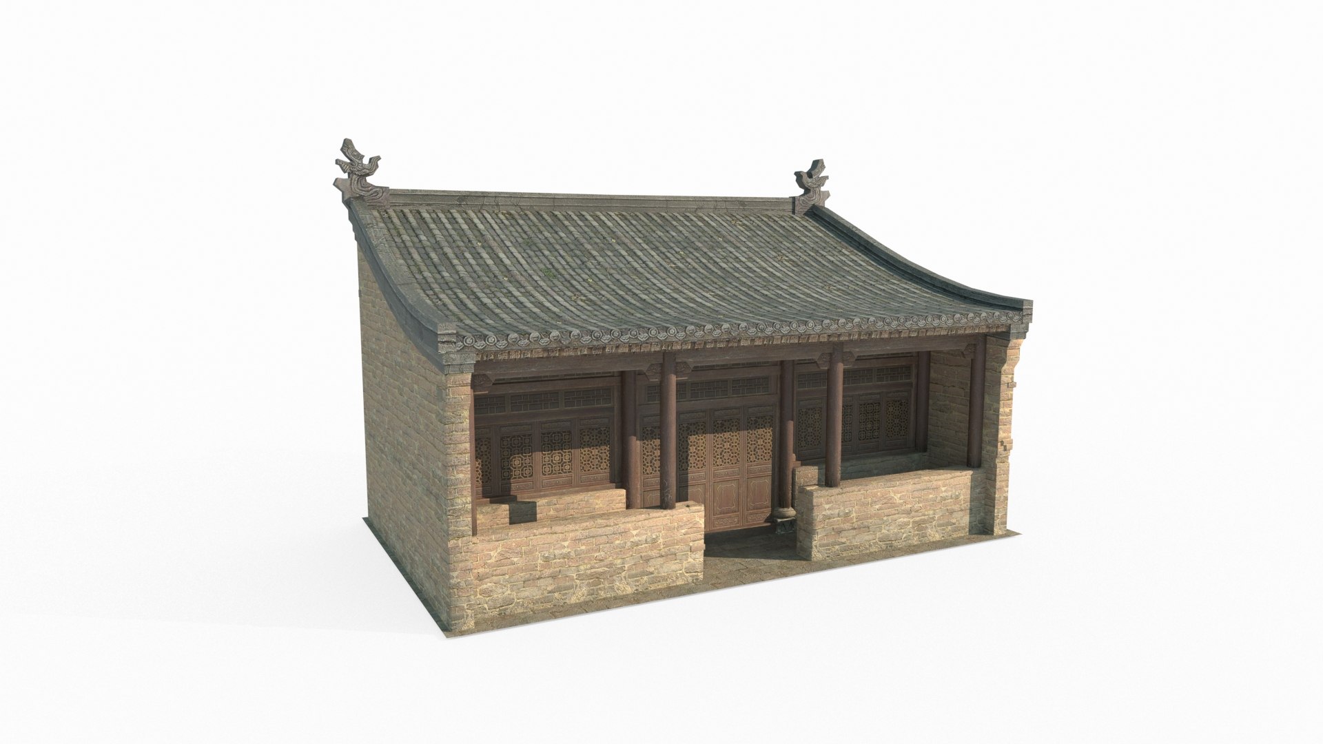 3D Ancient Asian Architecture Red Brick Houses - TurboSquid 2112763