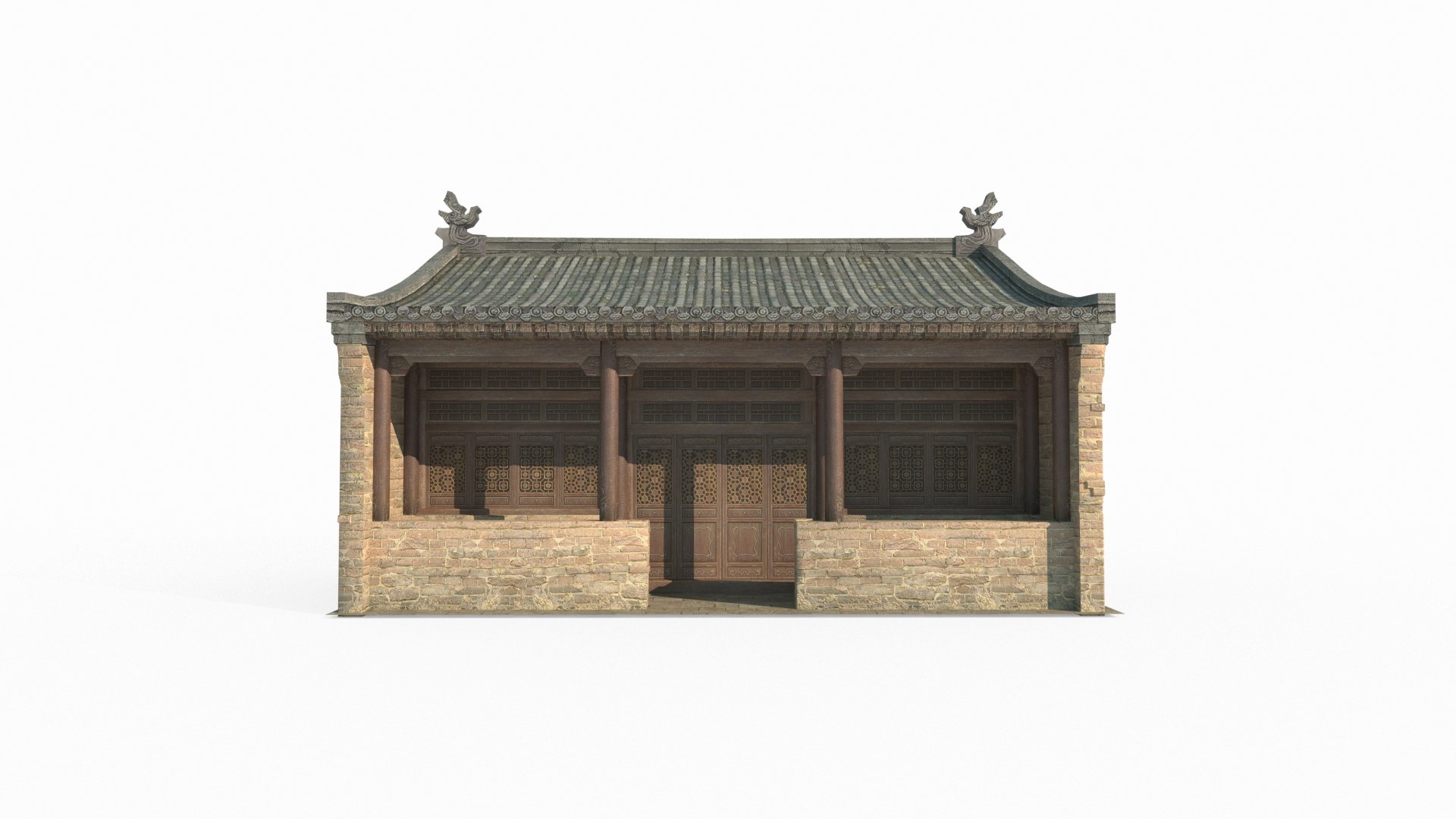 3D Ancient Asian Architecture Red Brick Houses - TurboSquid 2112763