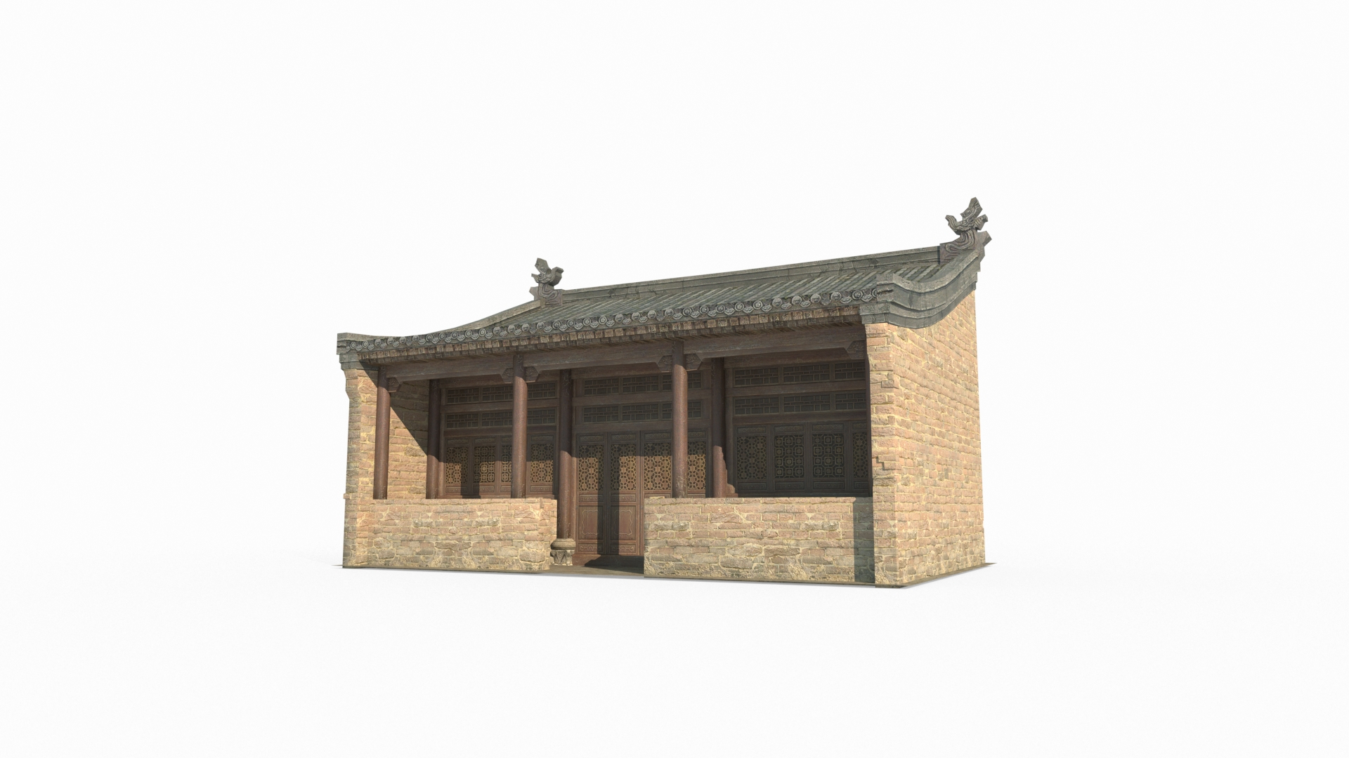 3D Ancient Asian Architecture Red Brick Houses - TurboSquid 2112763