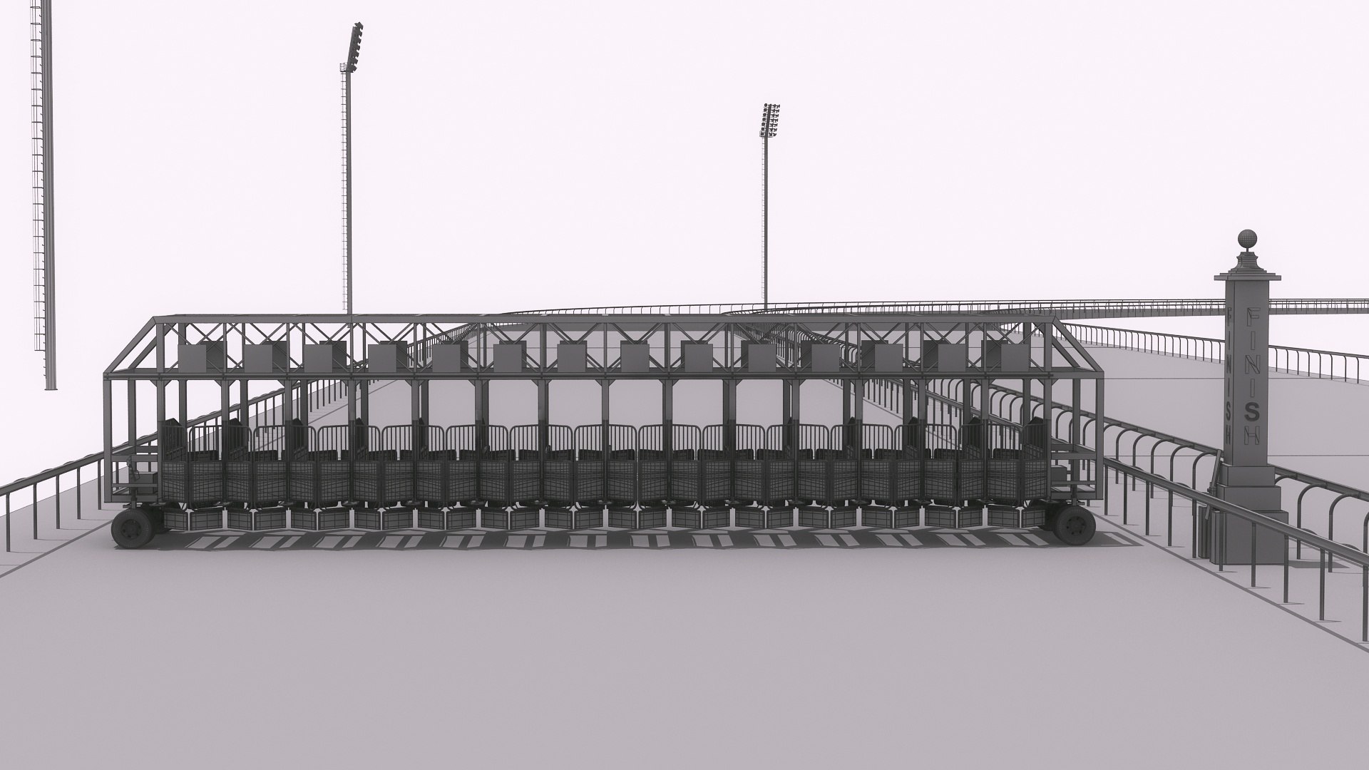 Horse Track 01 Road Start Gate Finish Line Model - TurboSquid 2268844