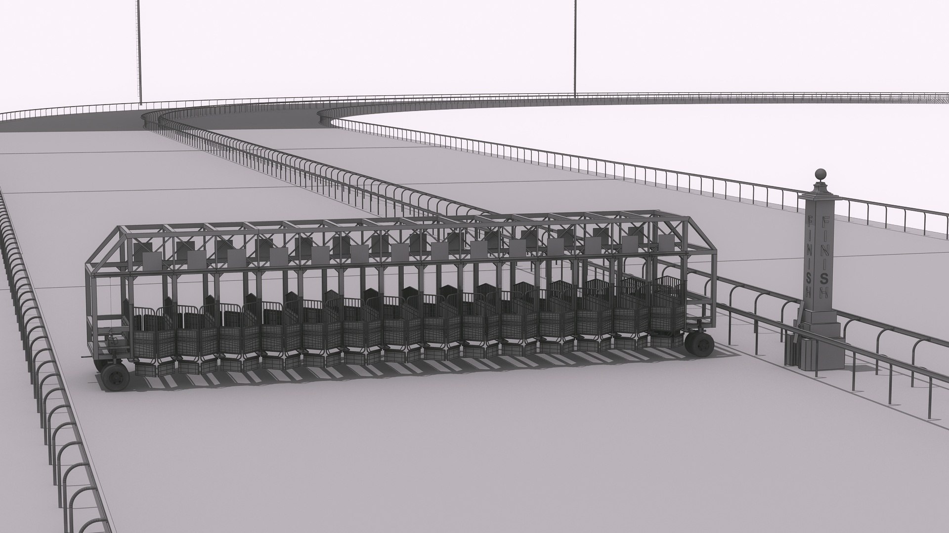Horse Track 01 Road Start Gate Finish Line Model - TurboSquid 2268844
