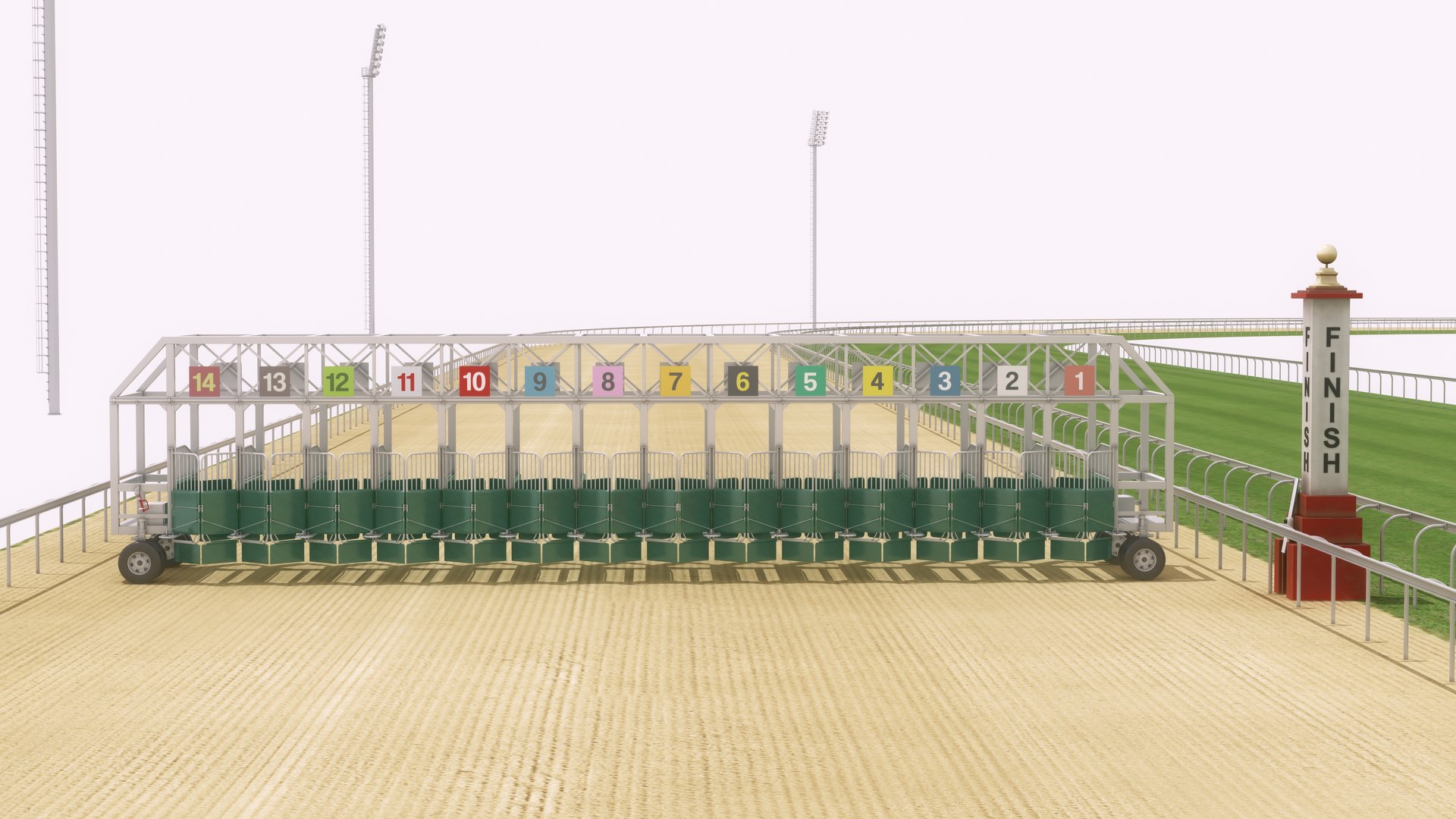 Horse Track 01 Road Start Gate Finish Line Model - TurboSquid 2268844