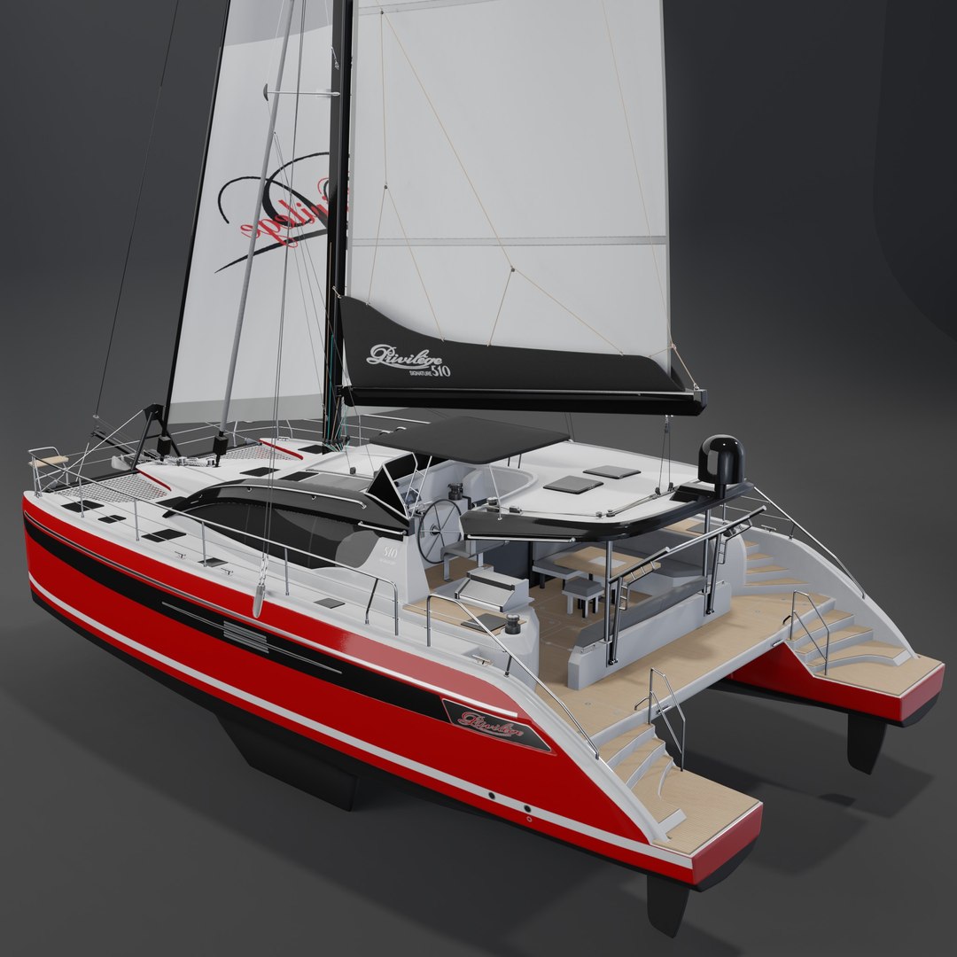 PRIVILEGE 510 Red 3D Catamaran 3D Model - TurboSquid 2205195
