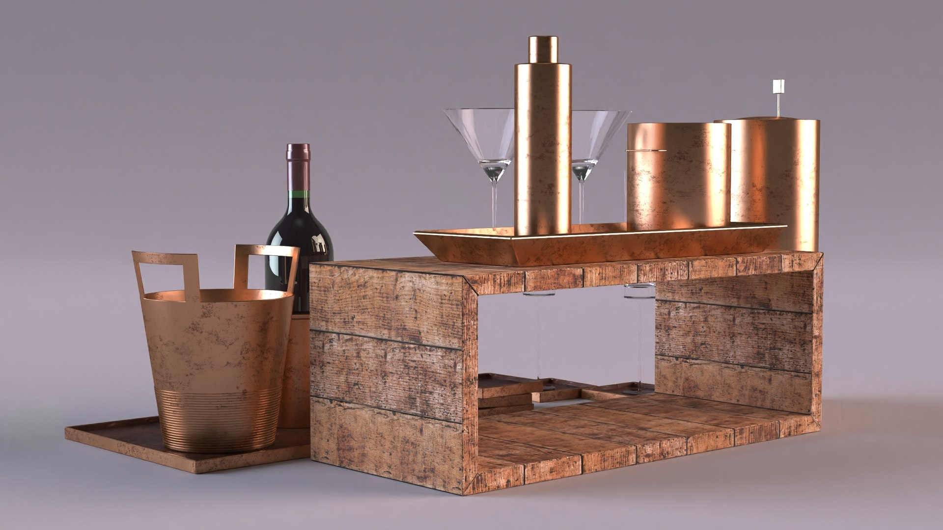 3D Drinks Servery Cocktail Set Model - TurboSquid 2233476