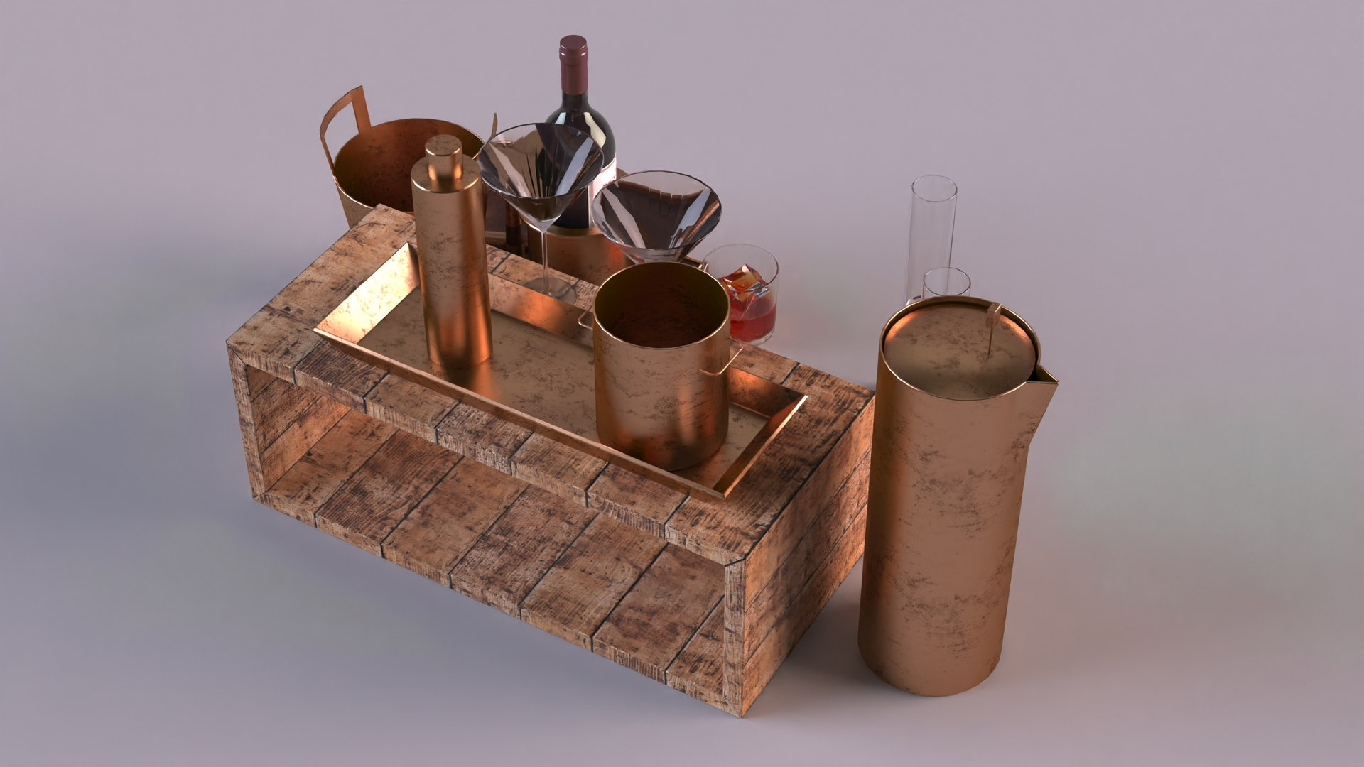 3D Drinks Servery Cocktail Set Model - TurboSquid 2233476