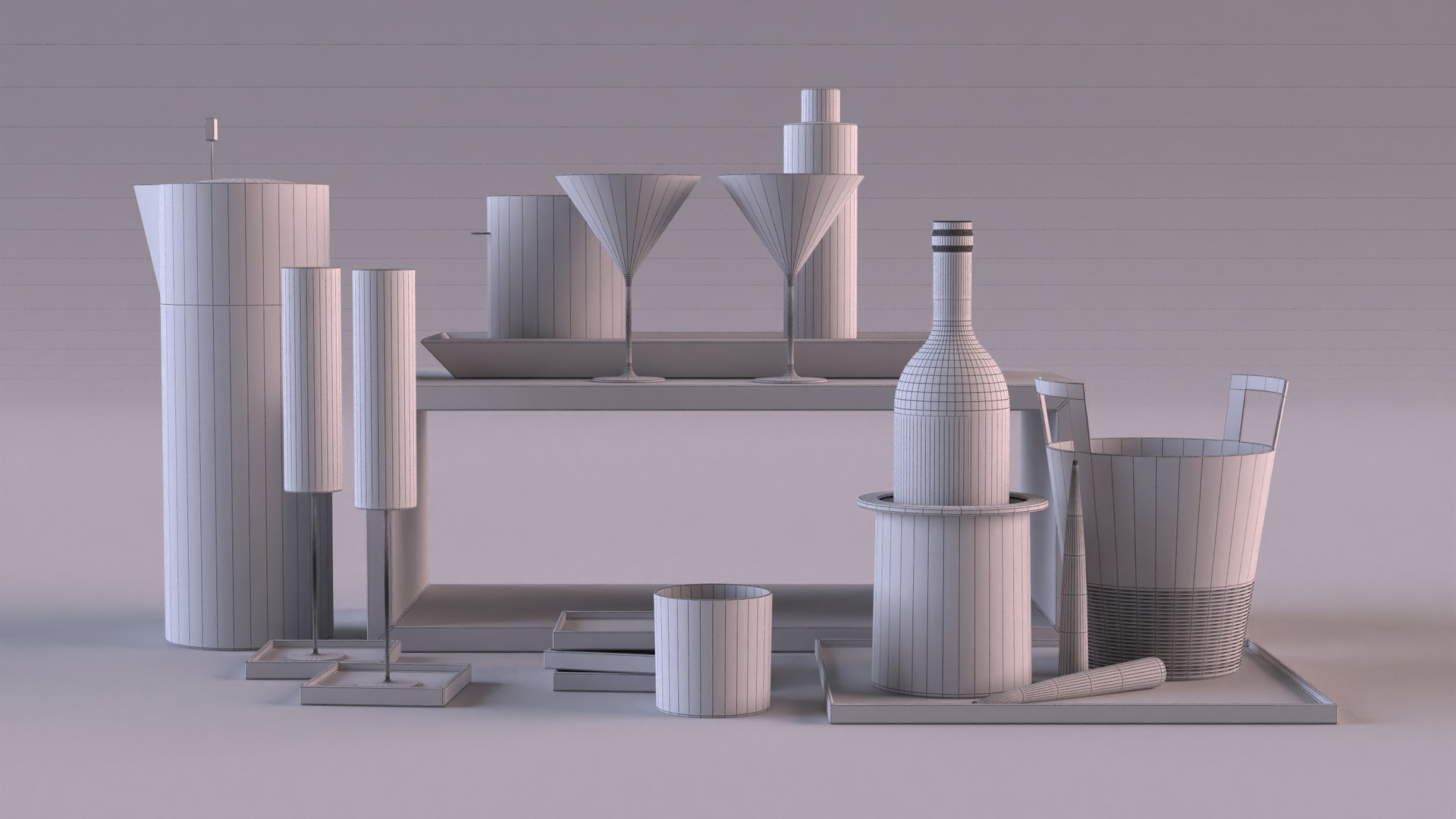 3D Drinks Servery Cocktail Set Model - TurboSquid 2233476