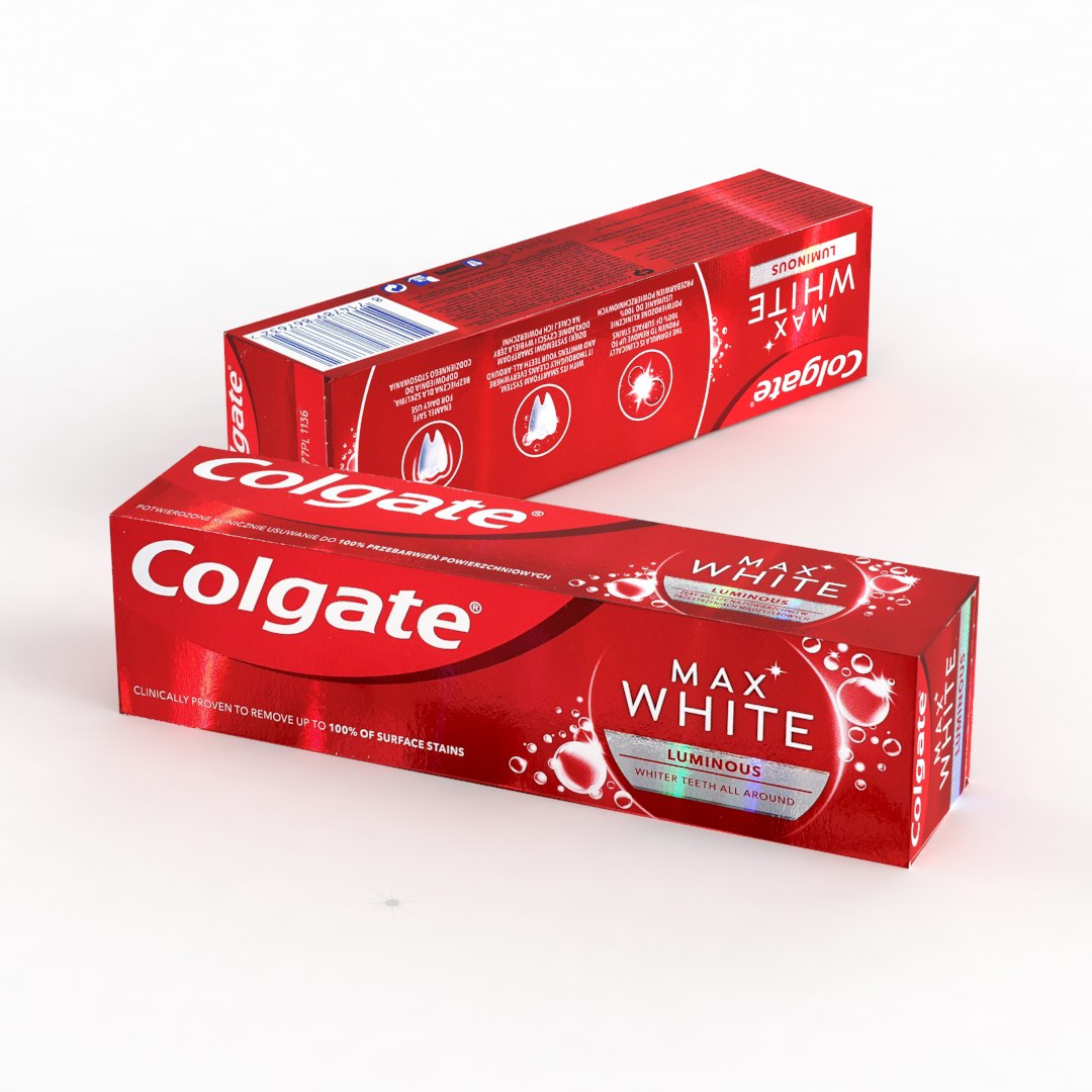 Colgate Max White Luminous Toothpaste Box 75ml 2021 3D model ...