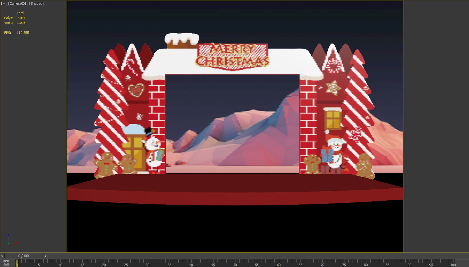 3D Christmas Themed Dance Christmas Small Stage Stage Background Wall ...