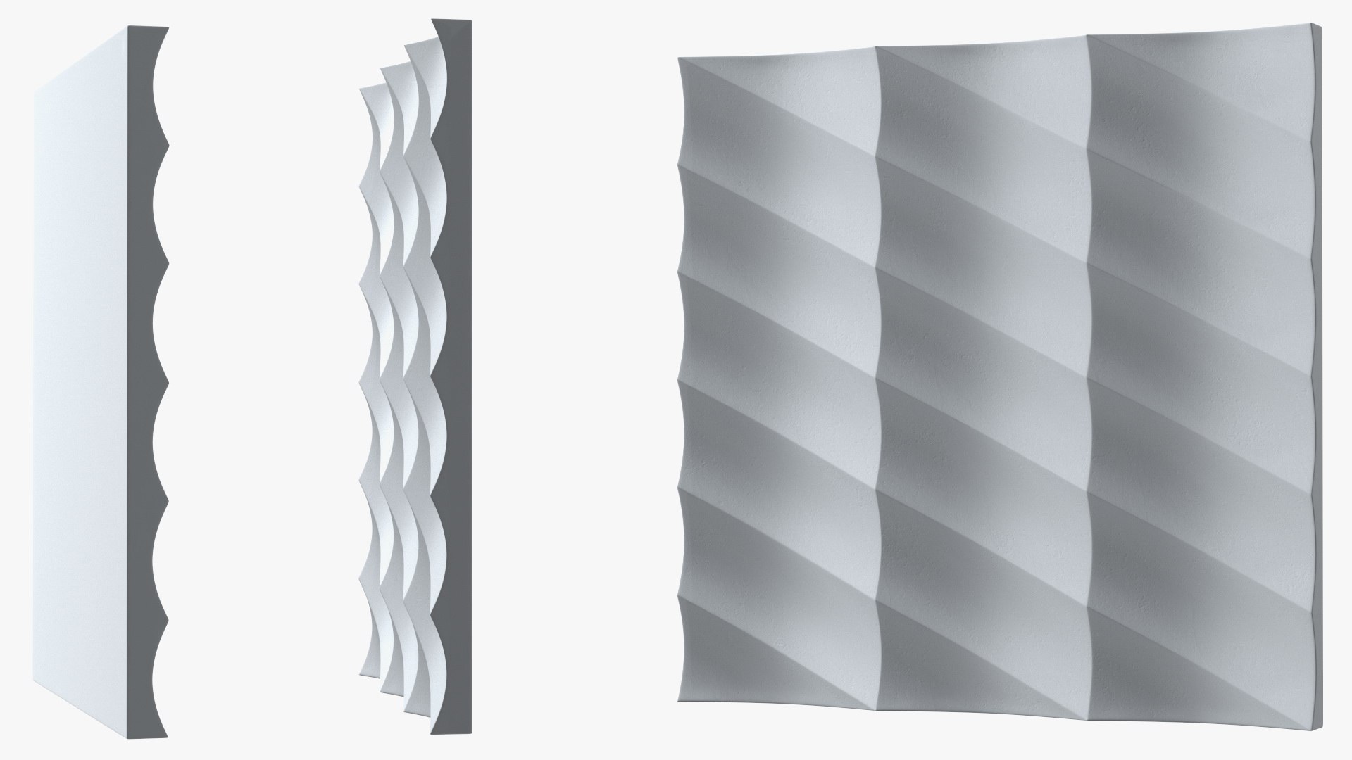 3D Wall Panel Half Pipe Ceramic Model - TurboSquid 1907956