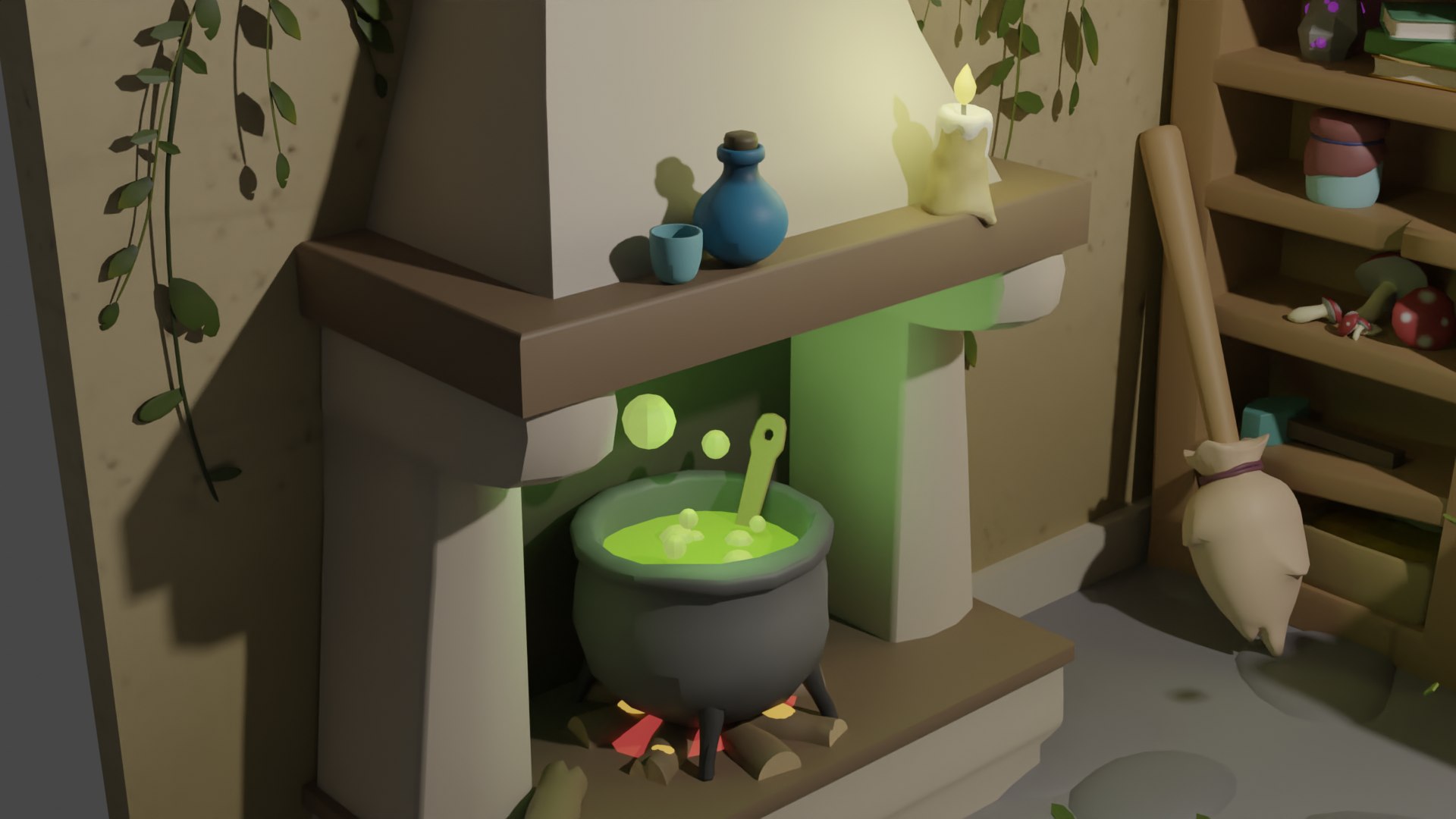 3D Witch Room Low Poly - TurboSquid 1843314