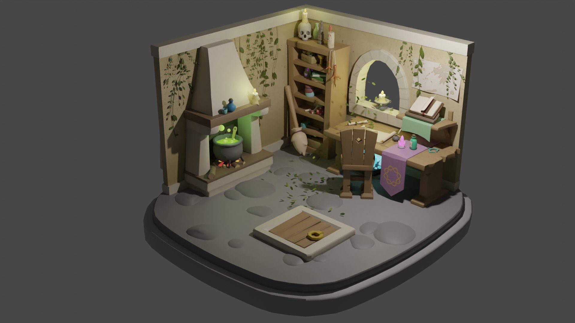 3D Witch Room Low Poly - TurboSquid 1843314