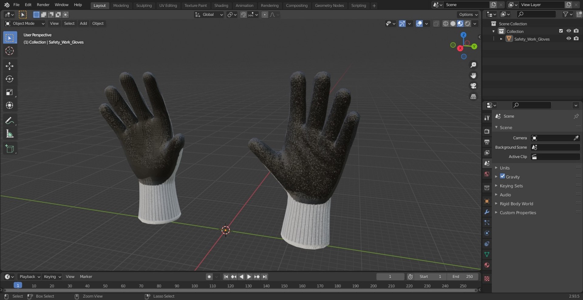 3D Safety Work Gloves model - TurboSquid 1813853