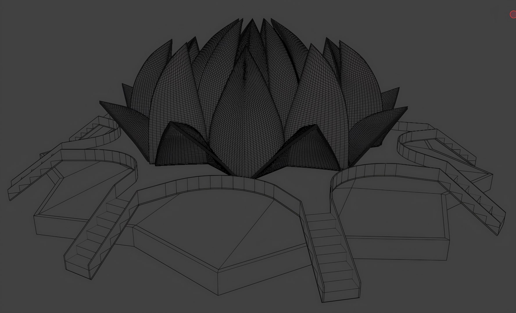 Lotus Temple 3D Model Stylized Mid Poly Architecture Landmark Multi ...