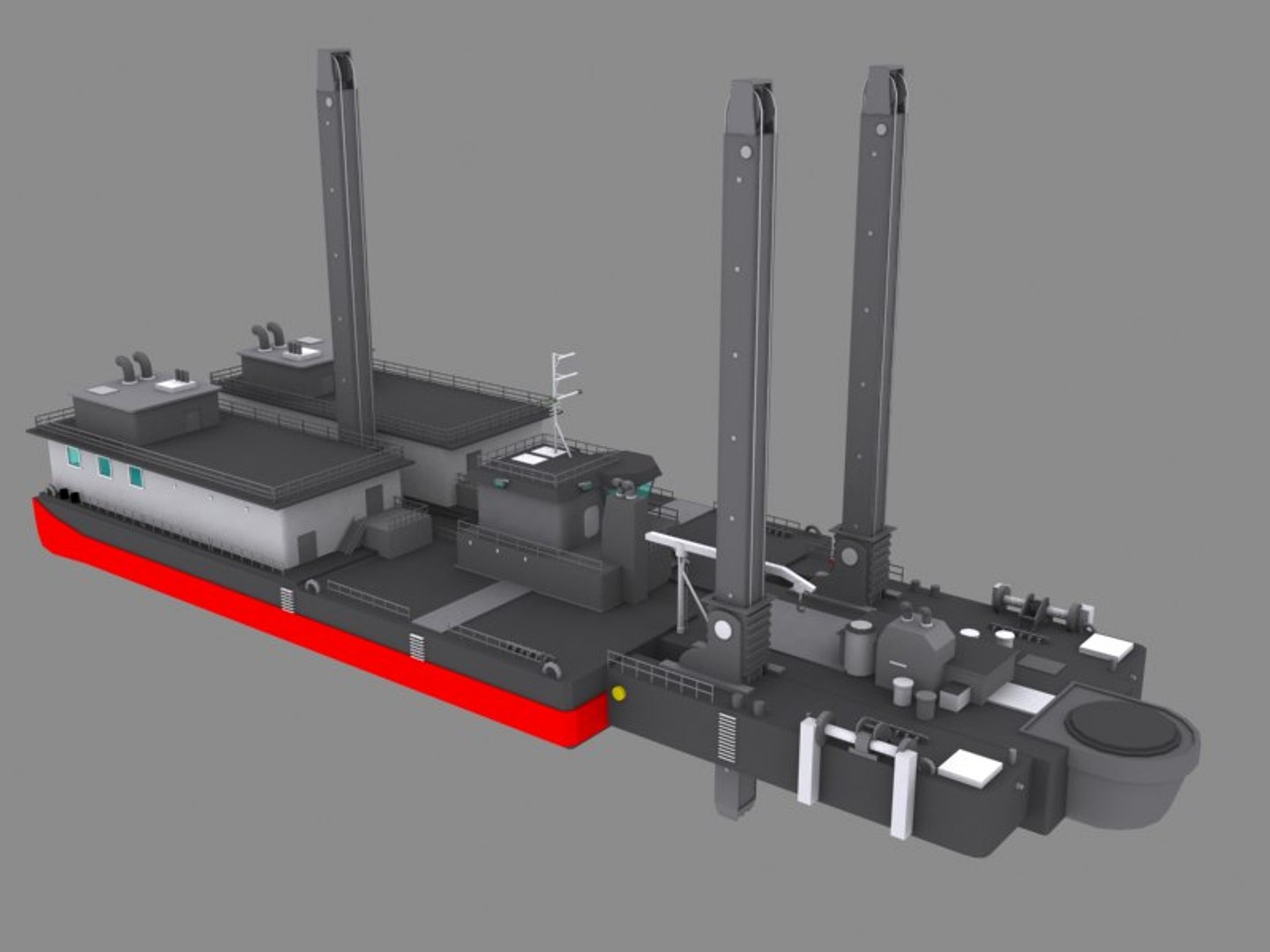 European Barge - Dredger 3d 3ds