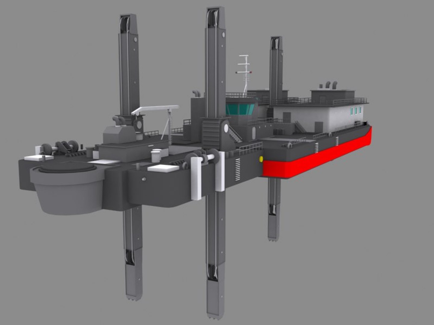 european barge - dredger 3d 3ds
