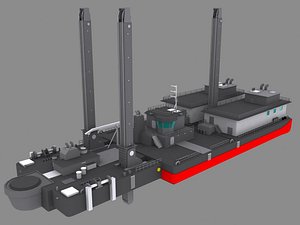 dredger barge 3d model