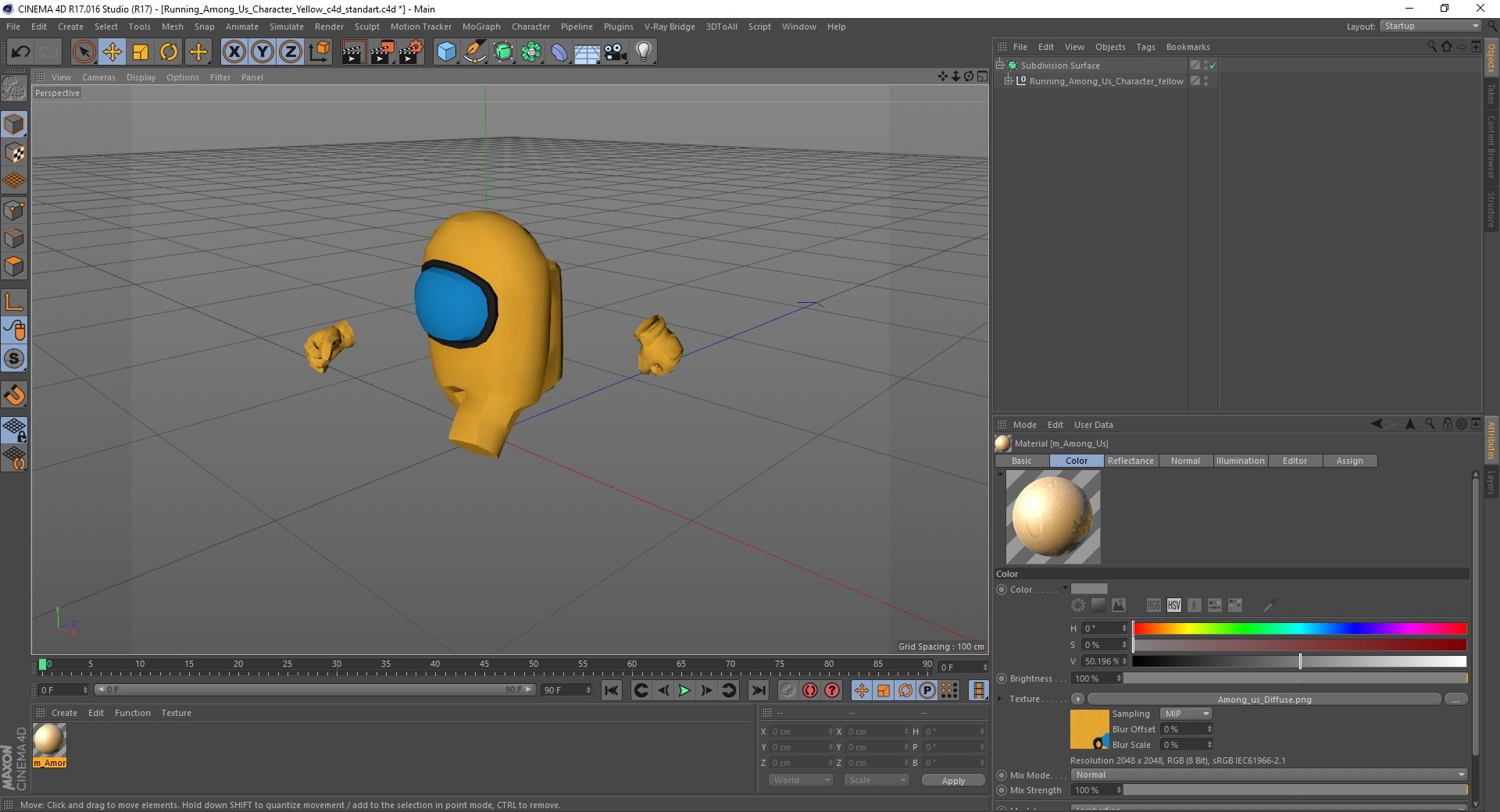 3D Running Among Us Character Yellow model - TurboSquid 2003923