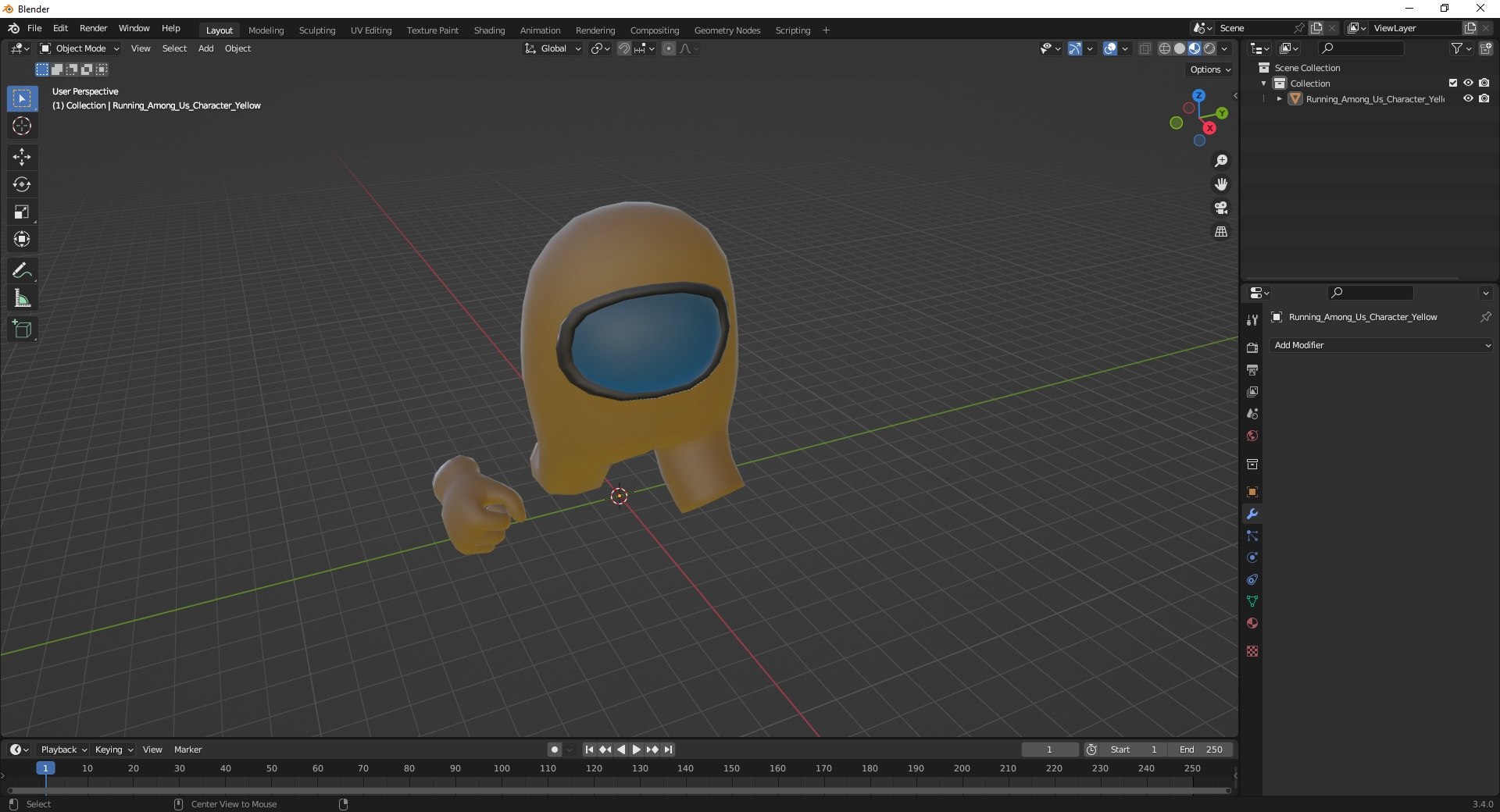 3D Running Among Us Character Yellow model - TurboSquid 2003923