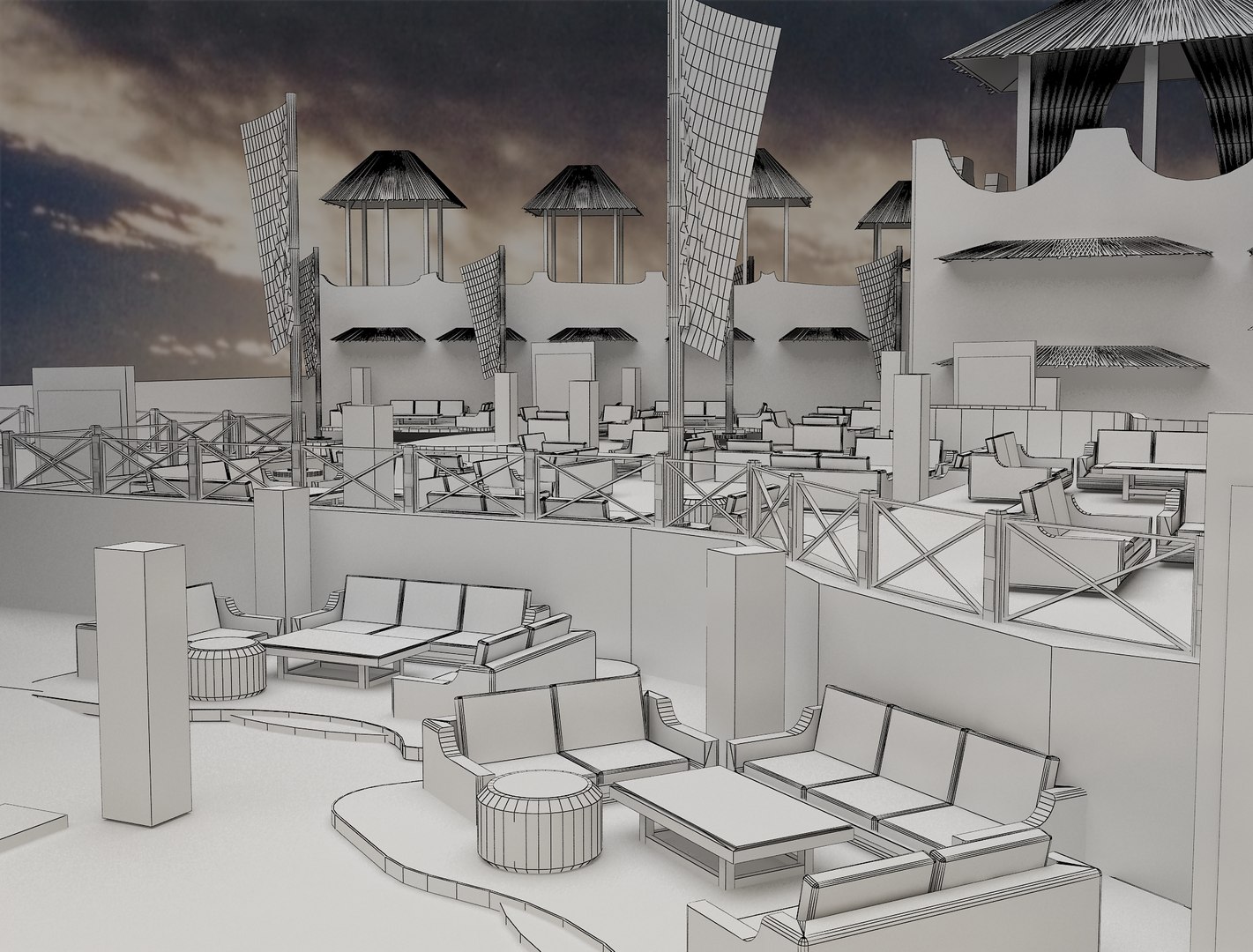 3D Exterior Design Beach Resort Layout A541 Model - TurboSquid 1846881
