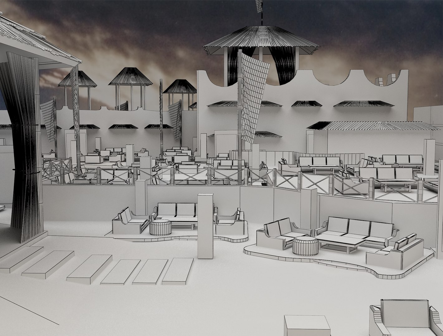 3D Exterior Design Beach Resort Layout a541 model - TurboSquid 1846881