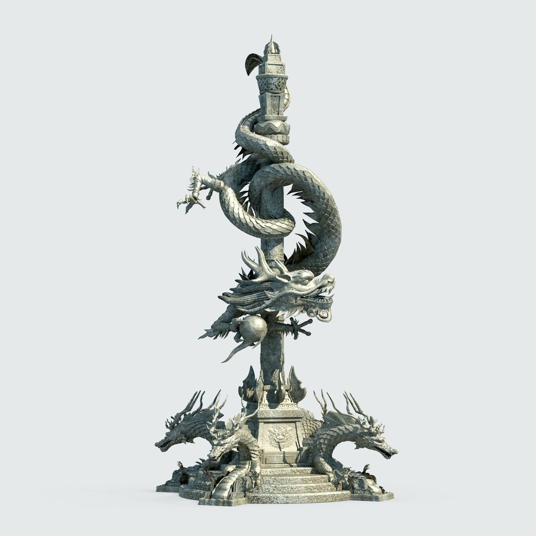 3D Chinese Dragon Pillar - TurboSquid 1484090