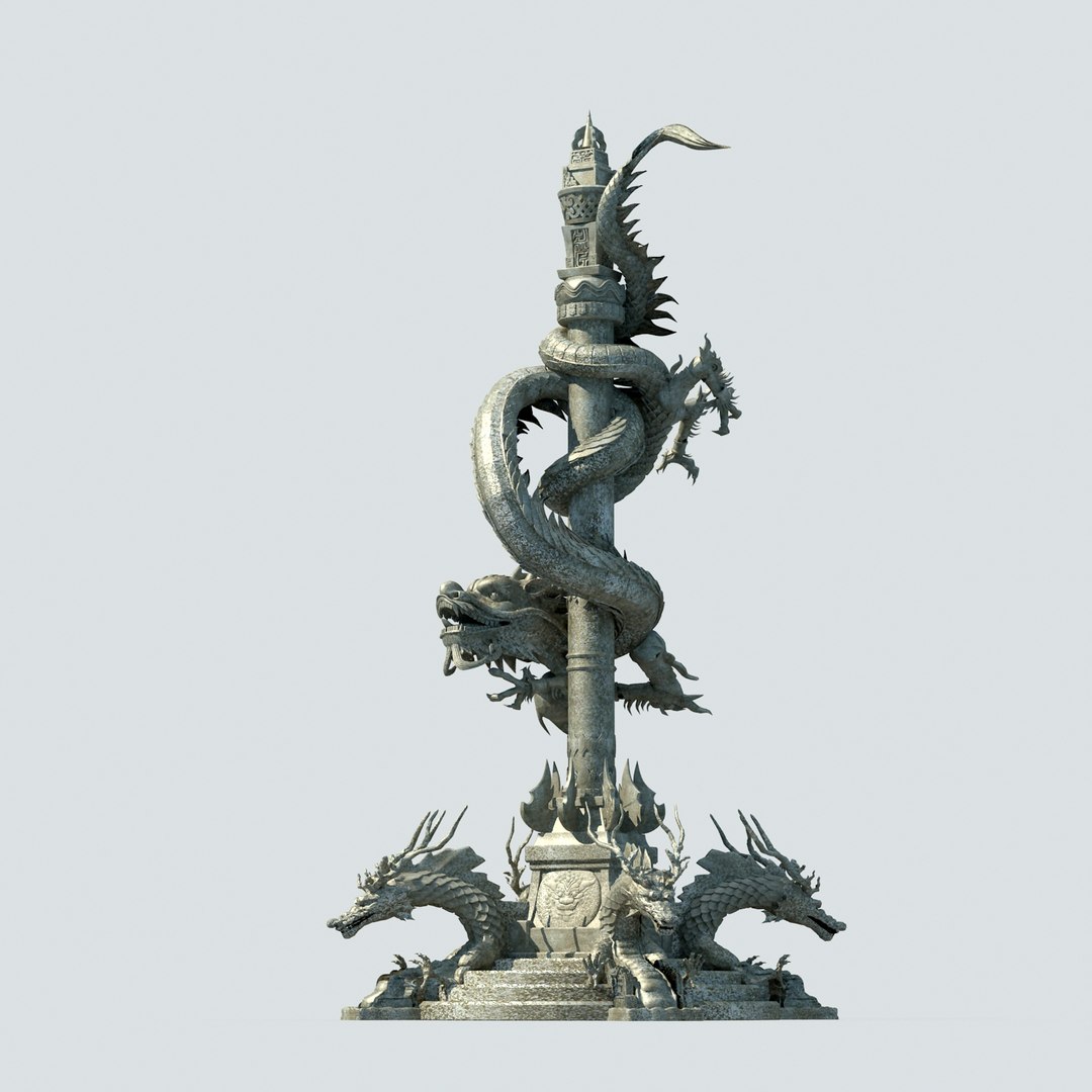 3D Chinese Dragon Pillar - TurboSquid 1484090