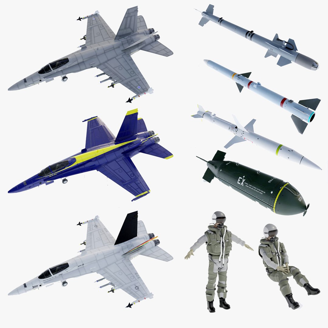 3d 8 Modern Military Aircraft Model