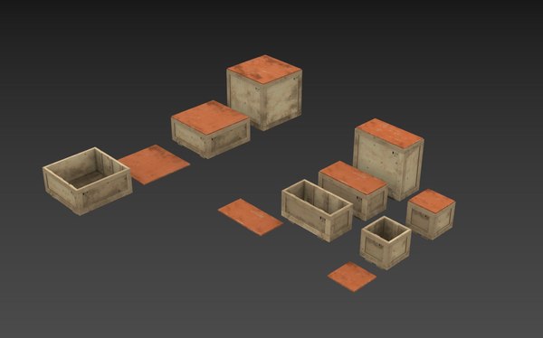 Set wooden crates 3D model - TurboSquid 1398356