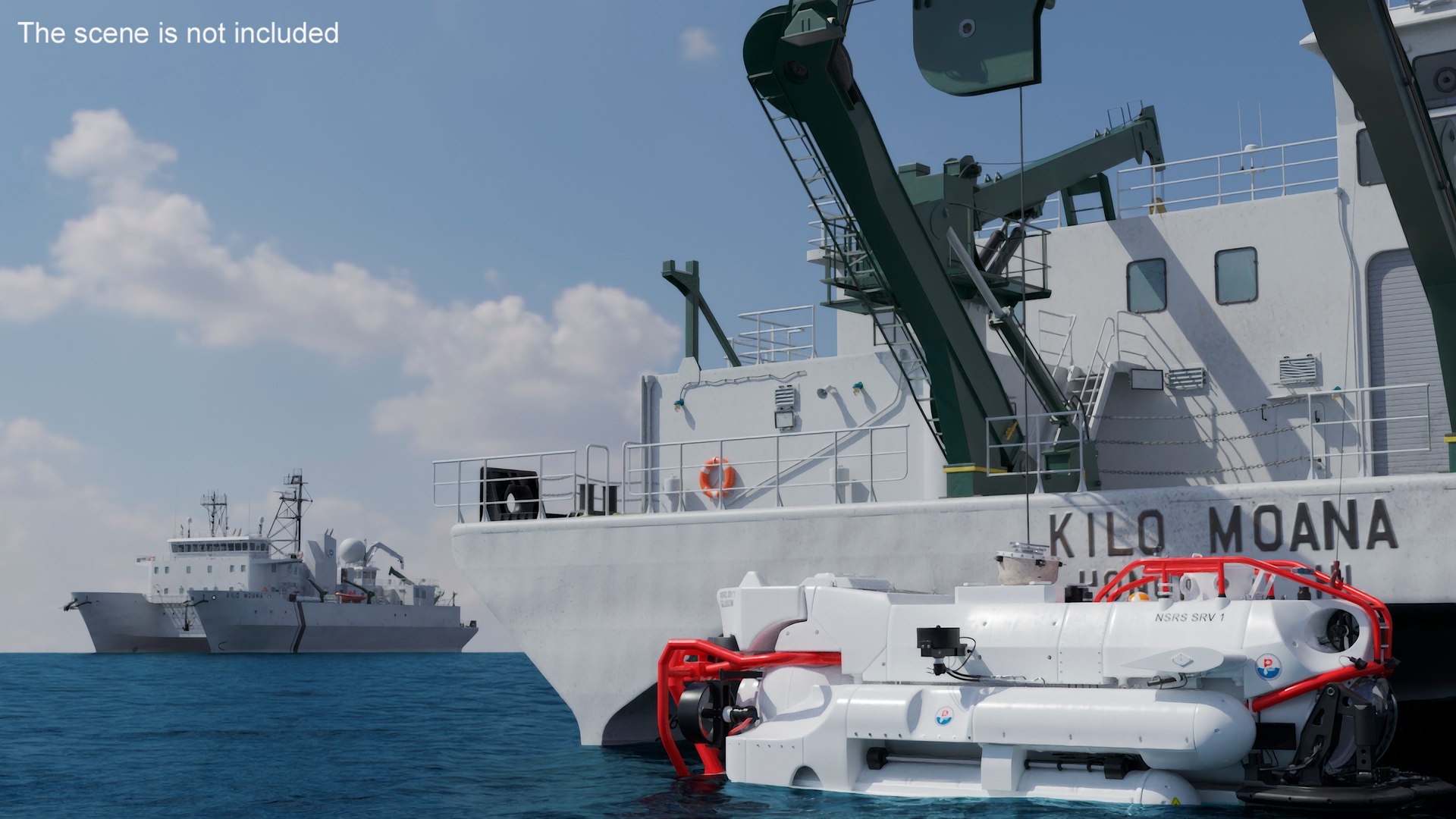 3D USS Kilo Moana Ship With Nato Submersible On Water Model ...