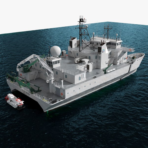 modelo 3d Buque USS Kilo Moana con sumergible de la OTAN en el agua ...