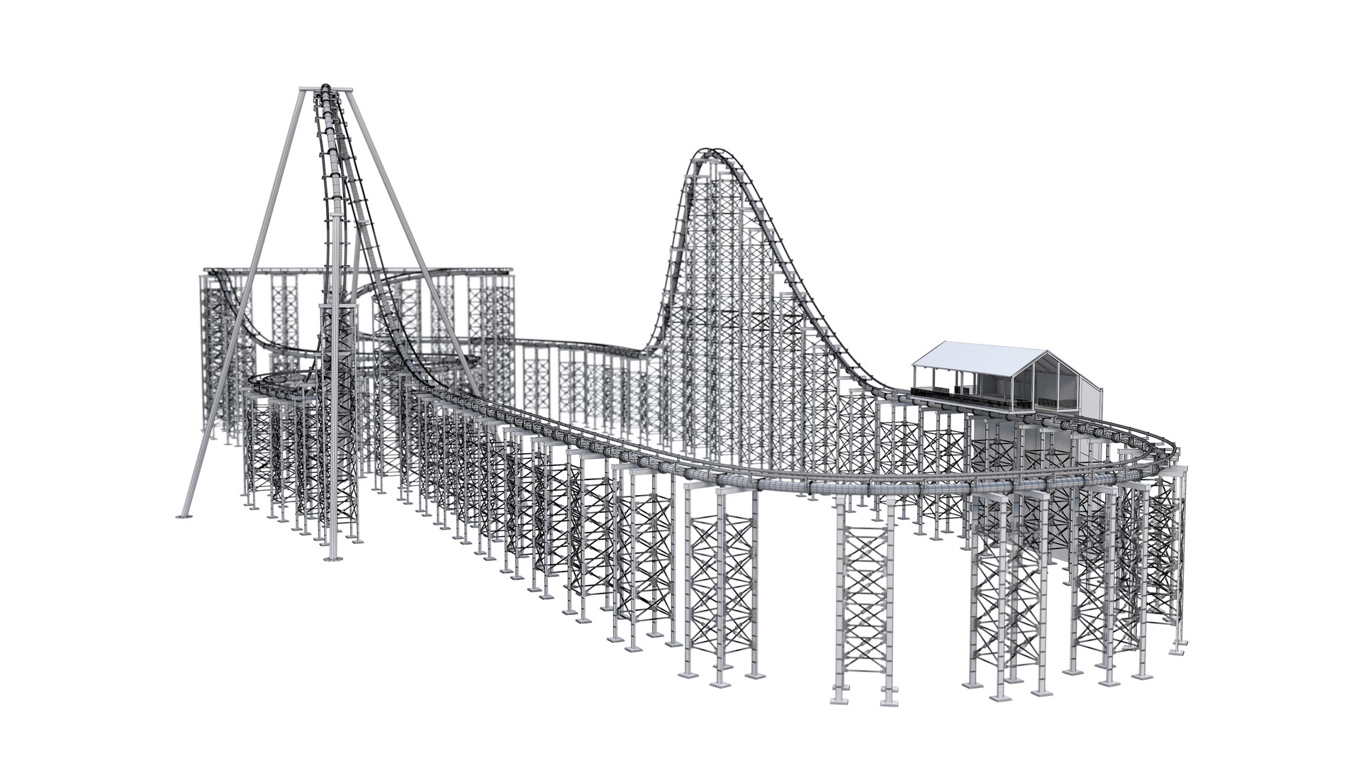 Roller Coaster Track 3D model - TurboSquid 1811816