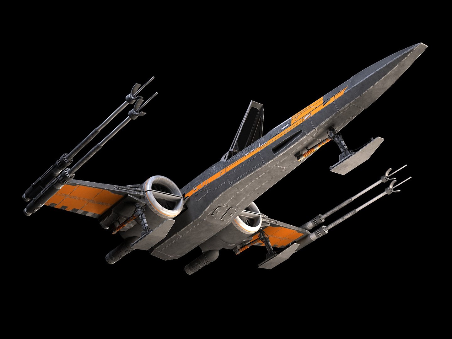 3d X-wing Fighter Black Model