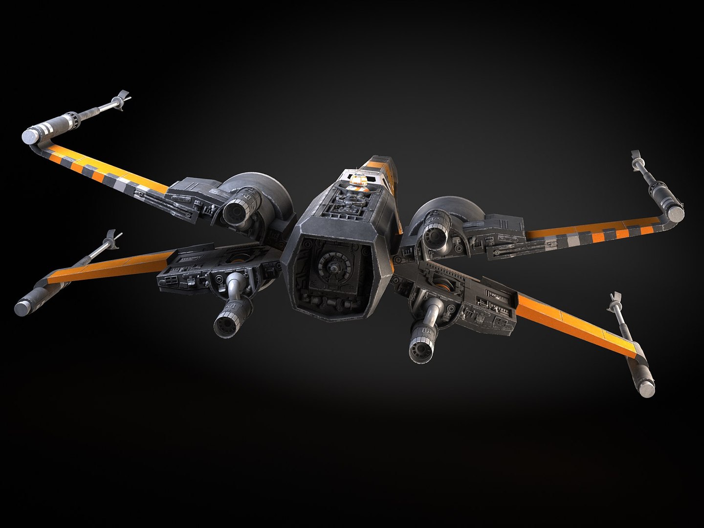 3d X-wing Fighter Black Model