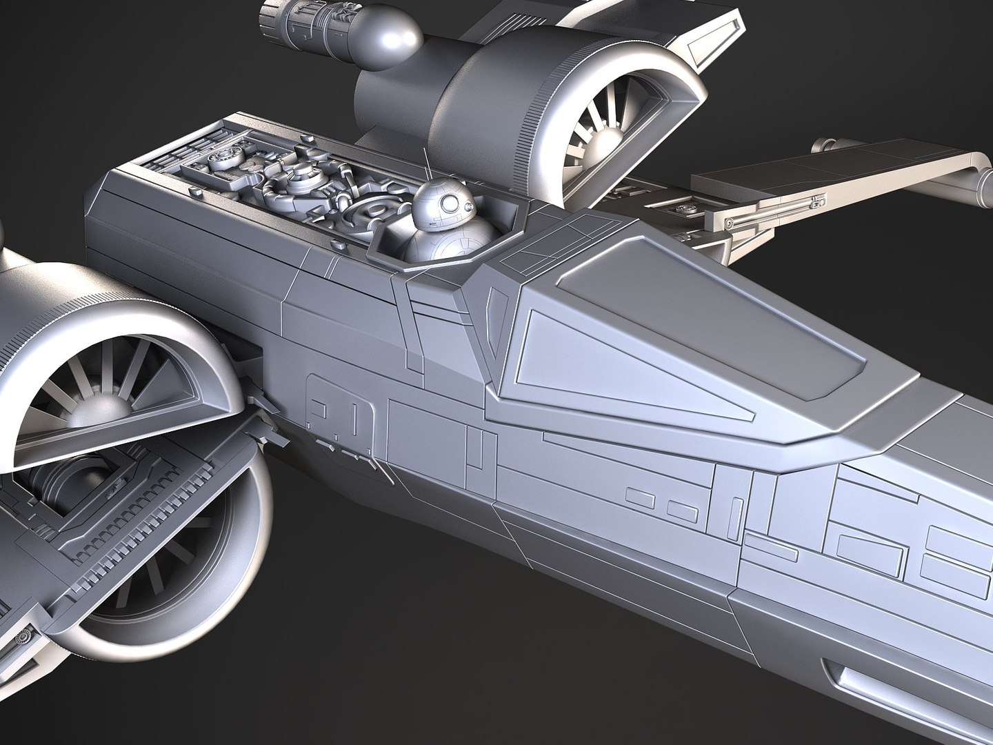 3d x-wing fighter black model