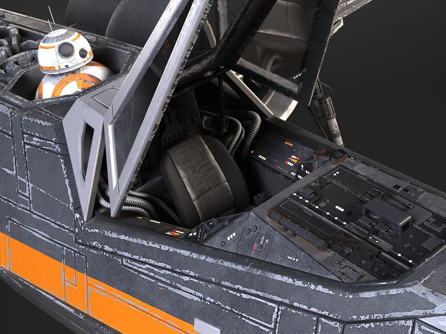 3d X-wing Fighter Black Model