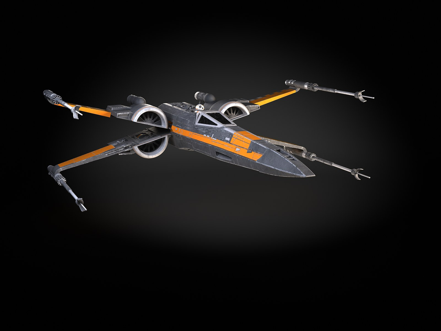 3d X-wing Fighter Black Model