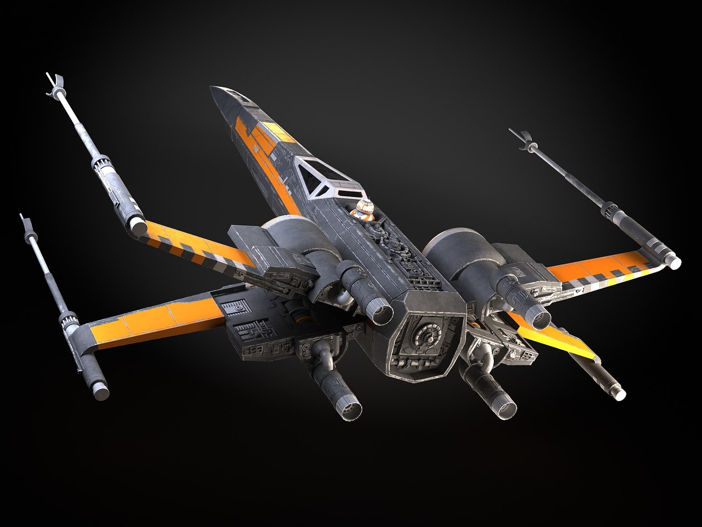3d X-wing Fighter Black Model