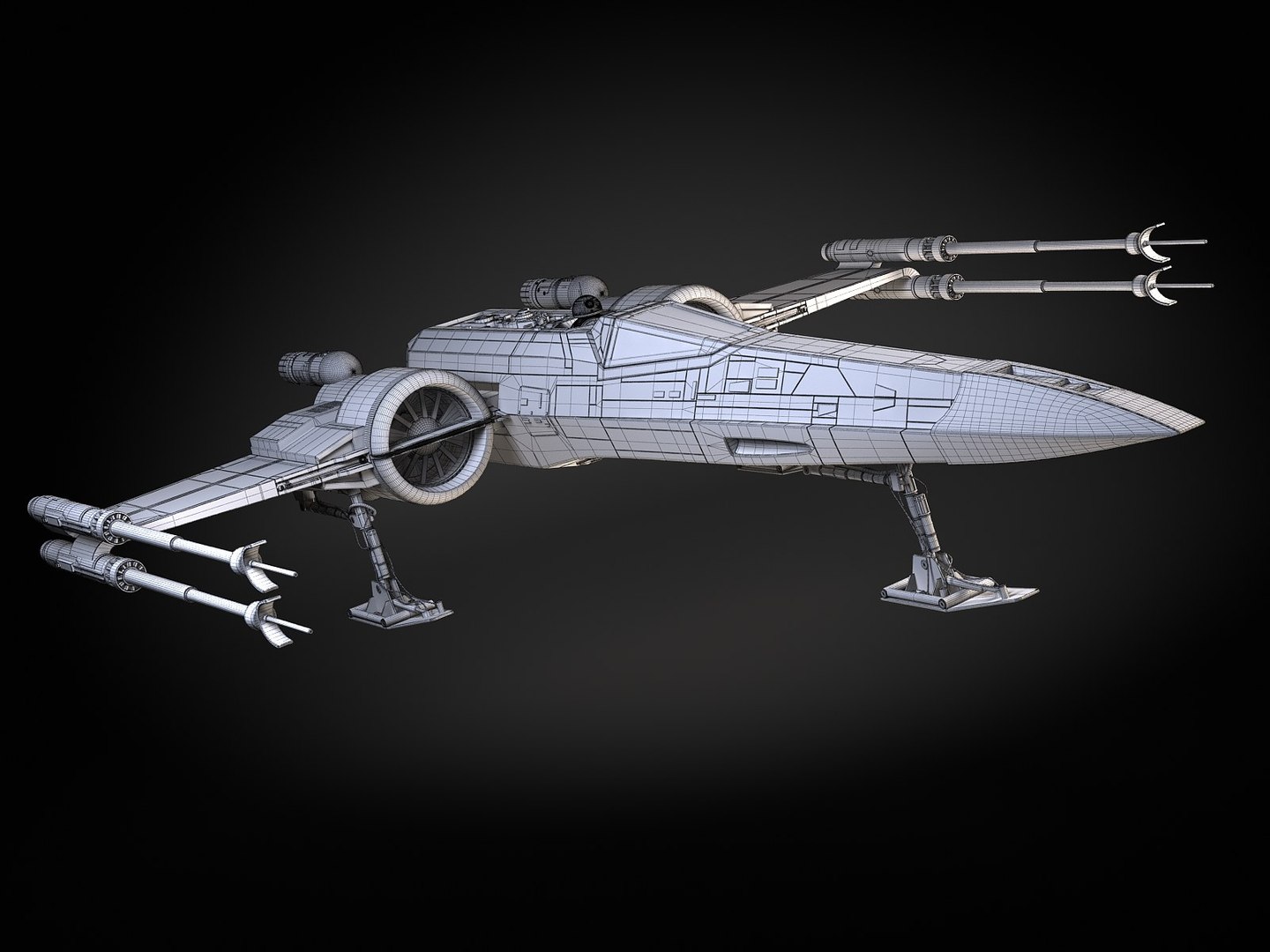 3d x-wing fighter black model
