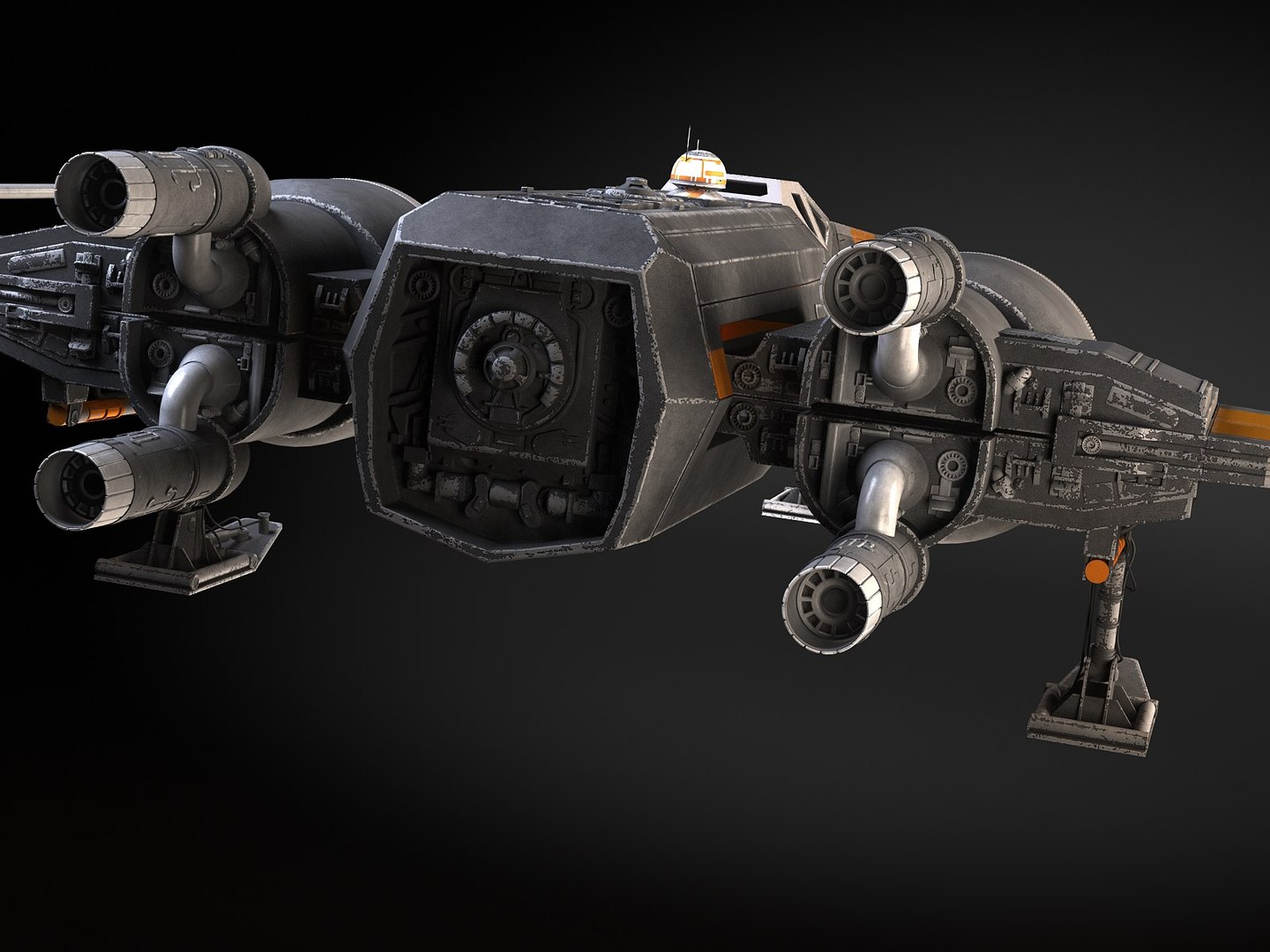 3d X-wing Fighter Black Model