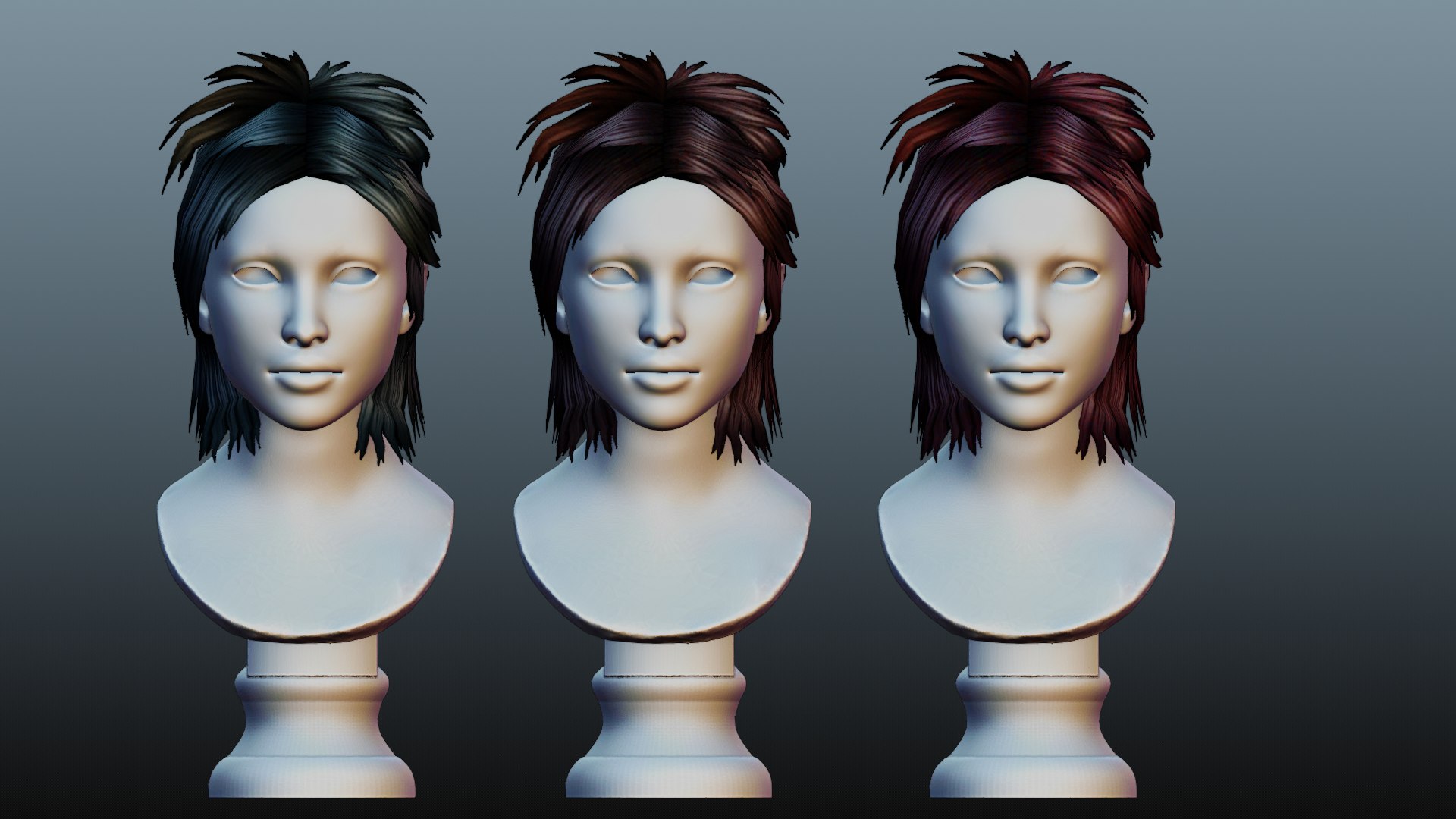 Female Hair Low Poly 3 Color 3D Model Model - TurboSquid 2091736