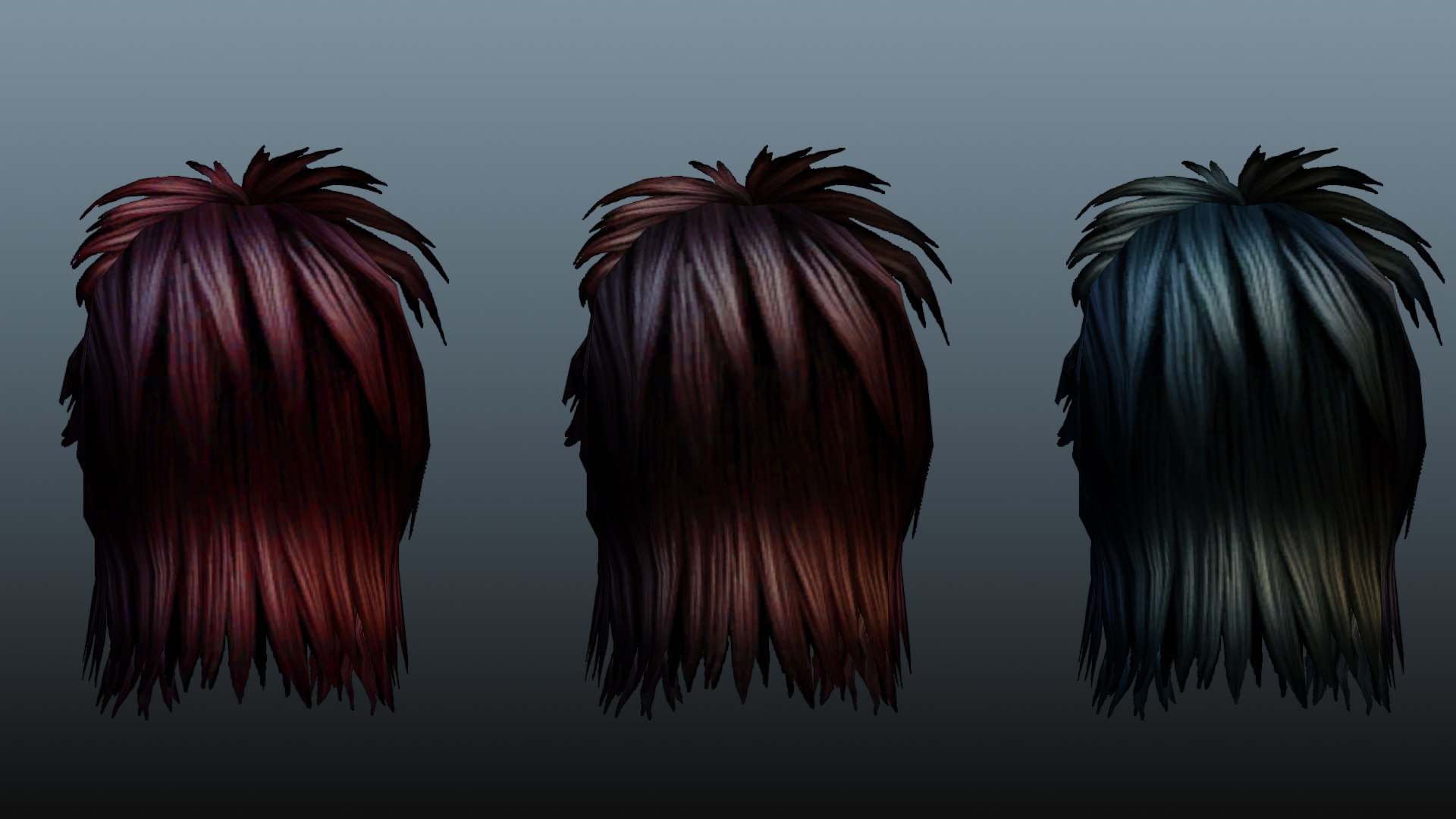 Female Hair Low Poly 3 Color 3D Model Model - TurboSquid 2091736