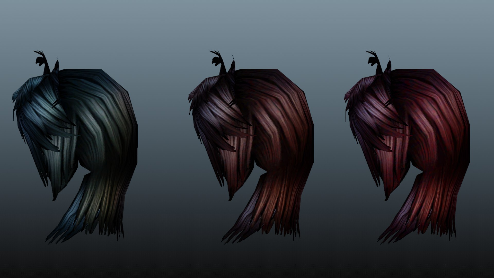 Female Hair Low Poly 3 Color 3D Model Model - TurboSquid 2091736