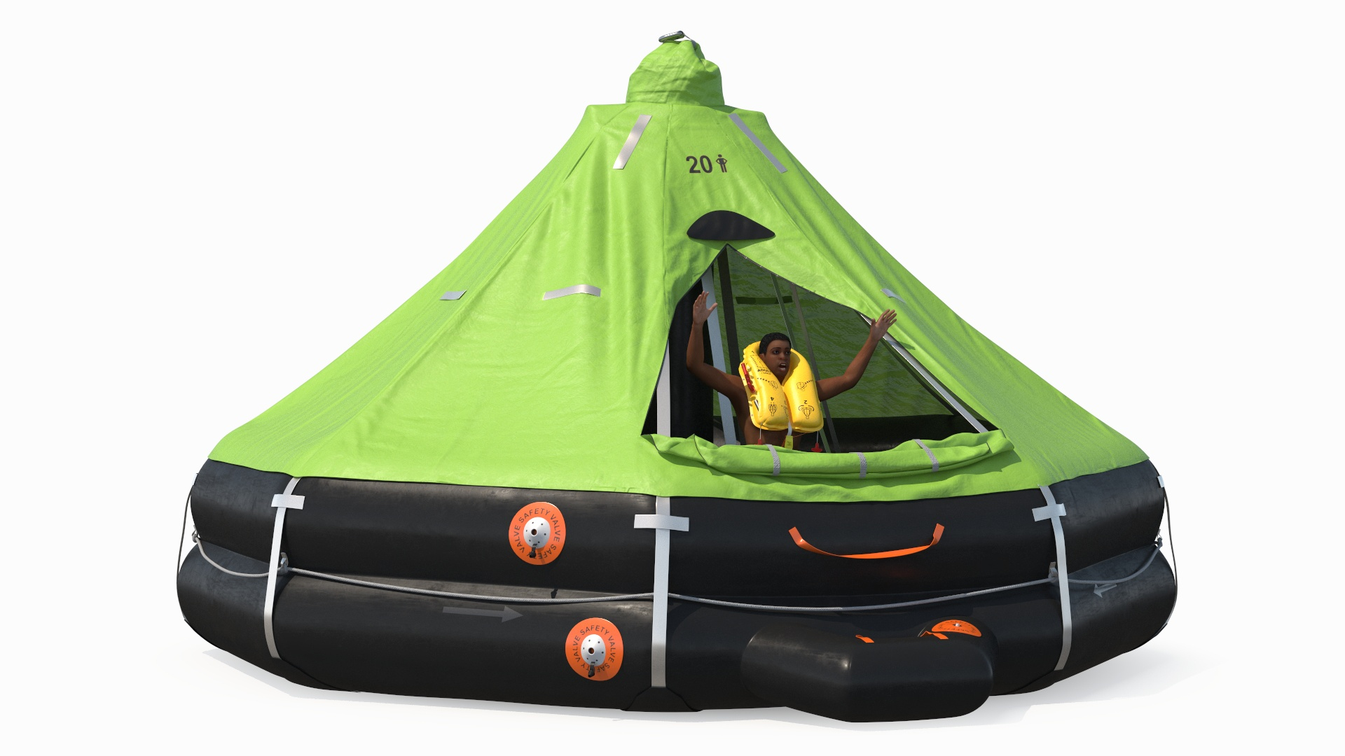 Inflatable Life Raft With Survivor 3D Model - TurboSquid 2314630