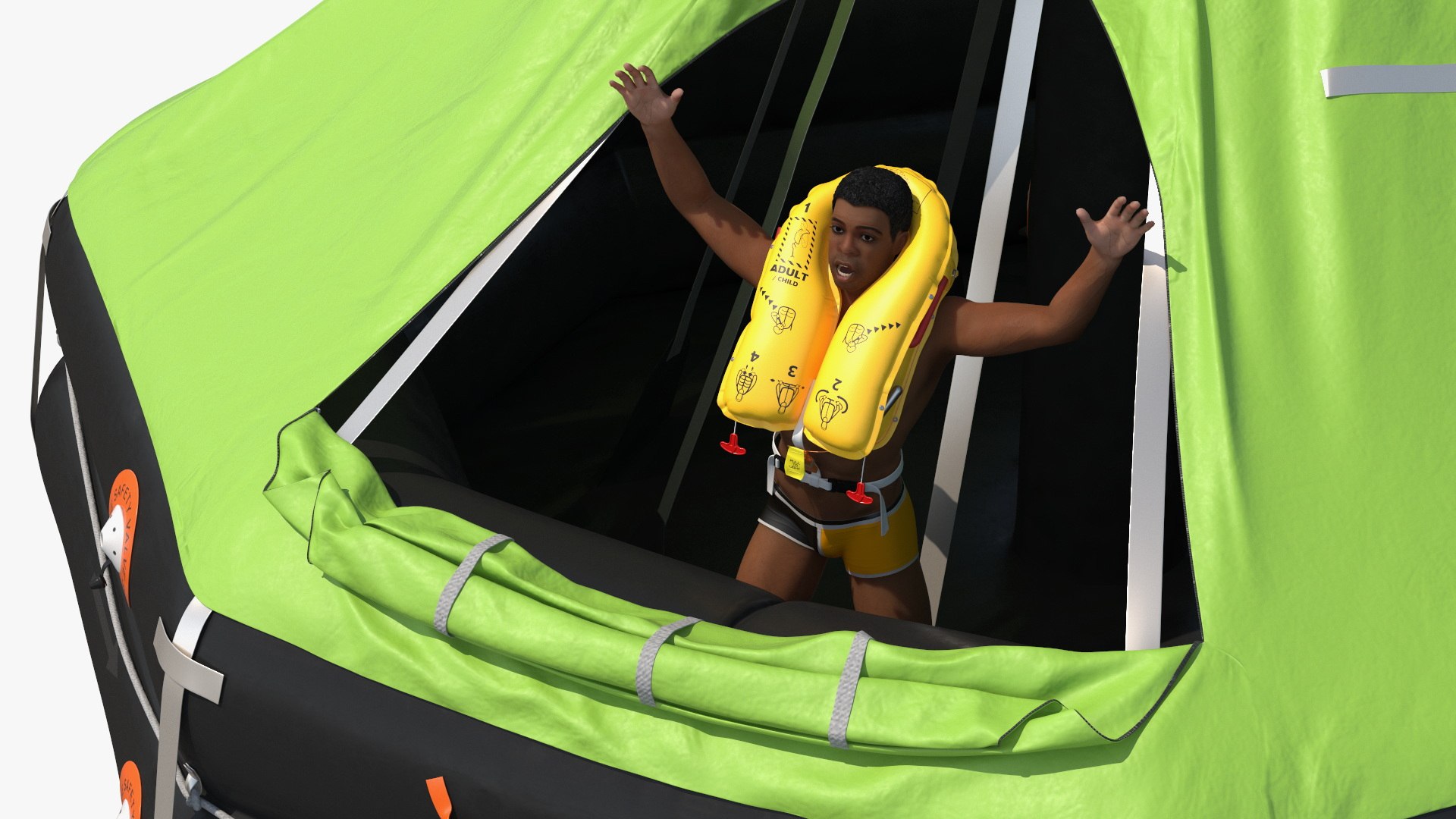 Inflatable Life Raft With Survivor 3D Model - TurboSquid 2314630