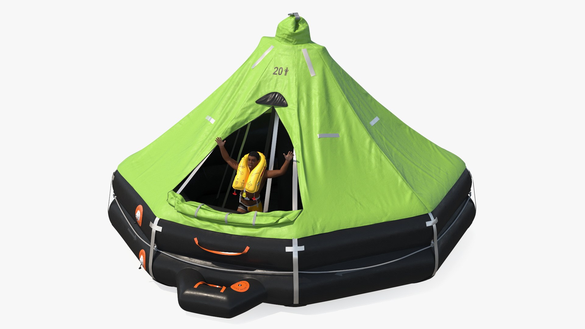 Inflatable Life Raft With Survivor 3D Model - TurboSquid 2314630