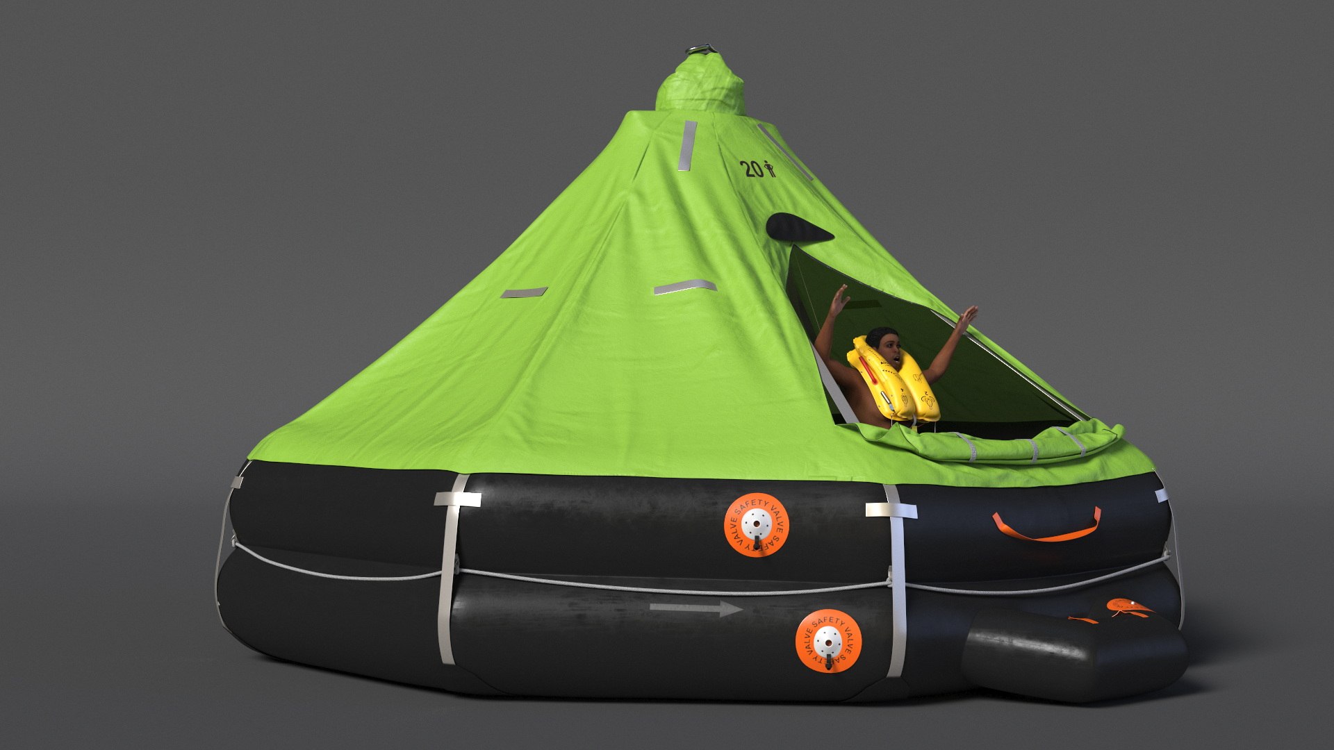 Inflatable Life Raft With Survivor 3D Model - TurboSquid 2314630